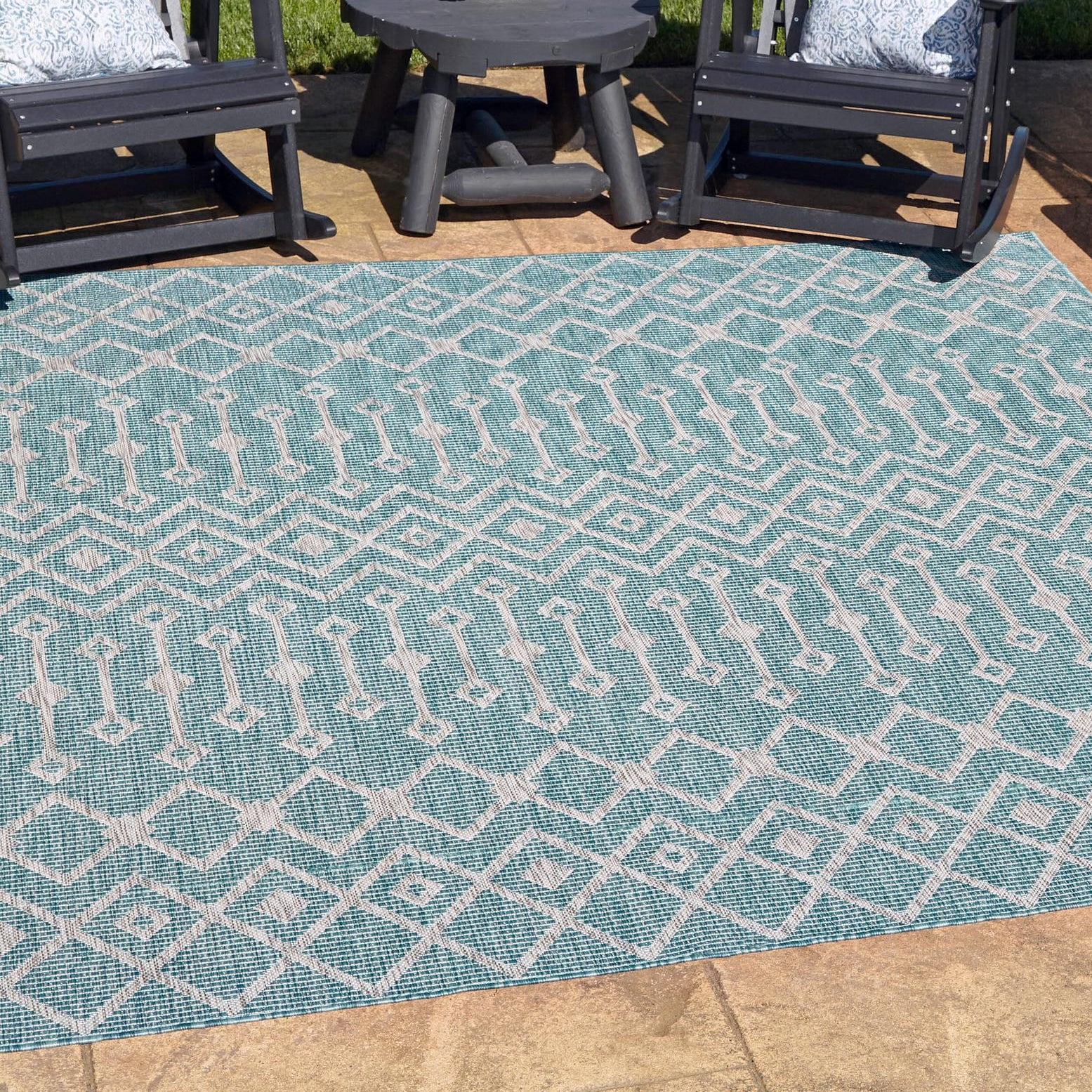 Unique Loom Outdoor Trellis Collection Area Rug - Tribal Trellis (13' 1 ...