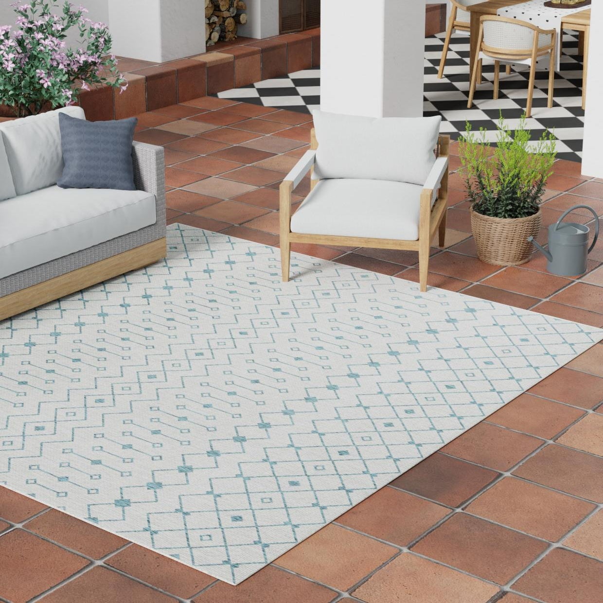 Unique Loom Outdoor Trellis Collection Area Rug - Tribal Trellis (13 ...
