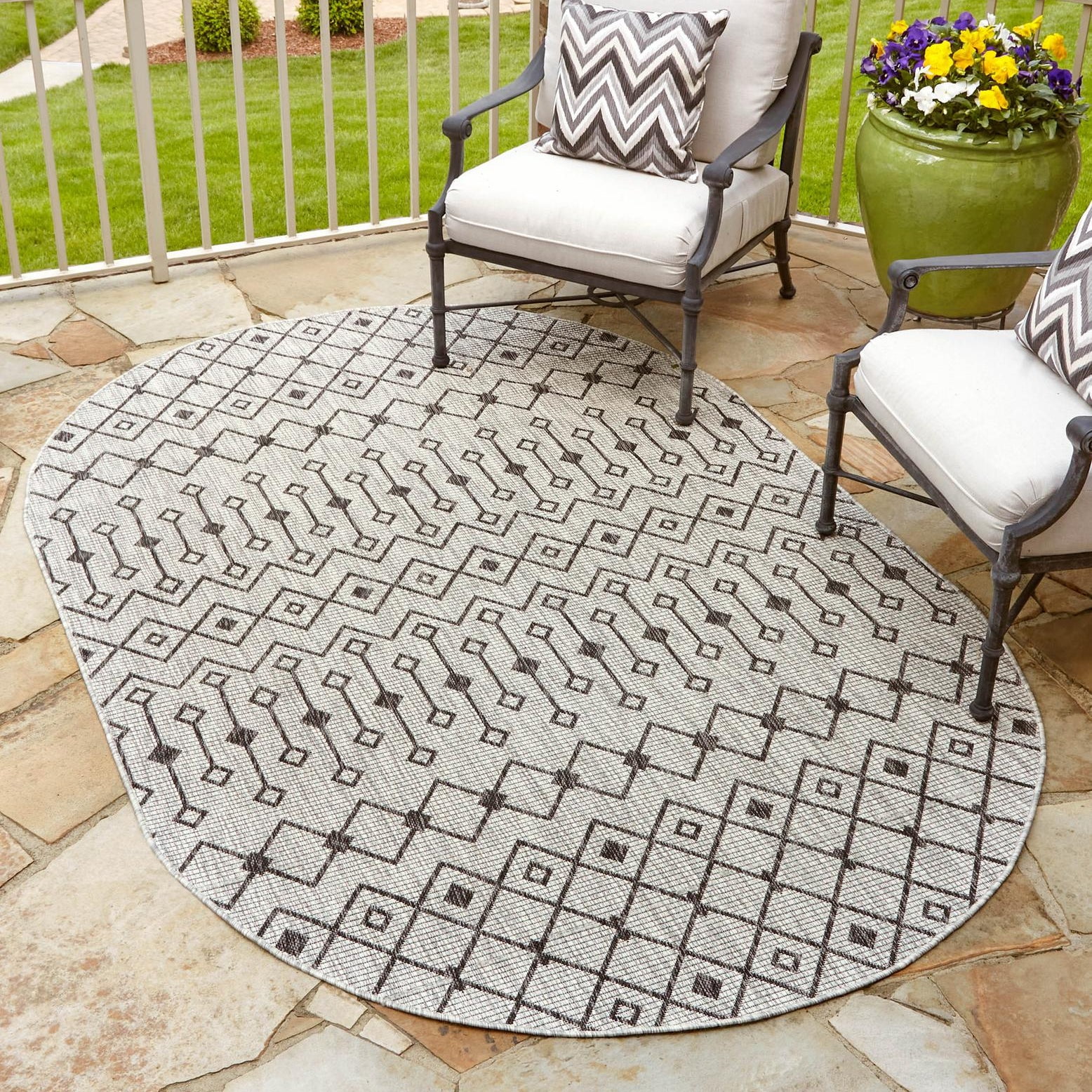 Unique Loom Outdoor Trellis Collection Area Rug - Tribal Trellis (3' 1 ...