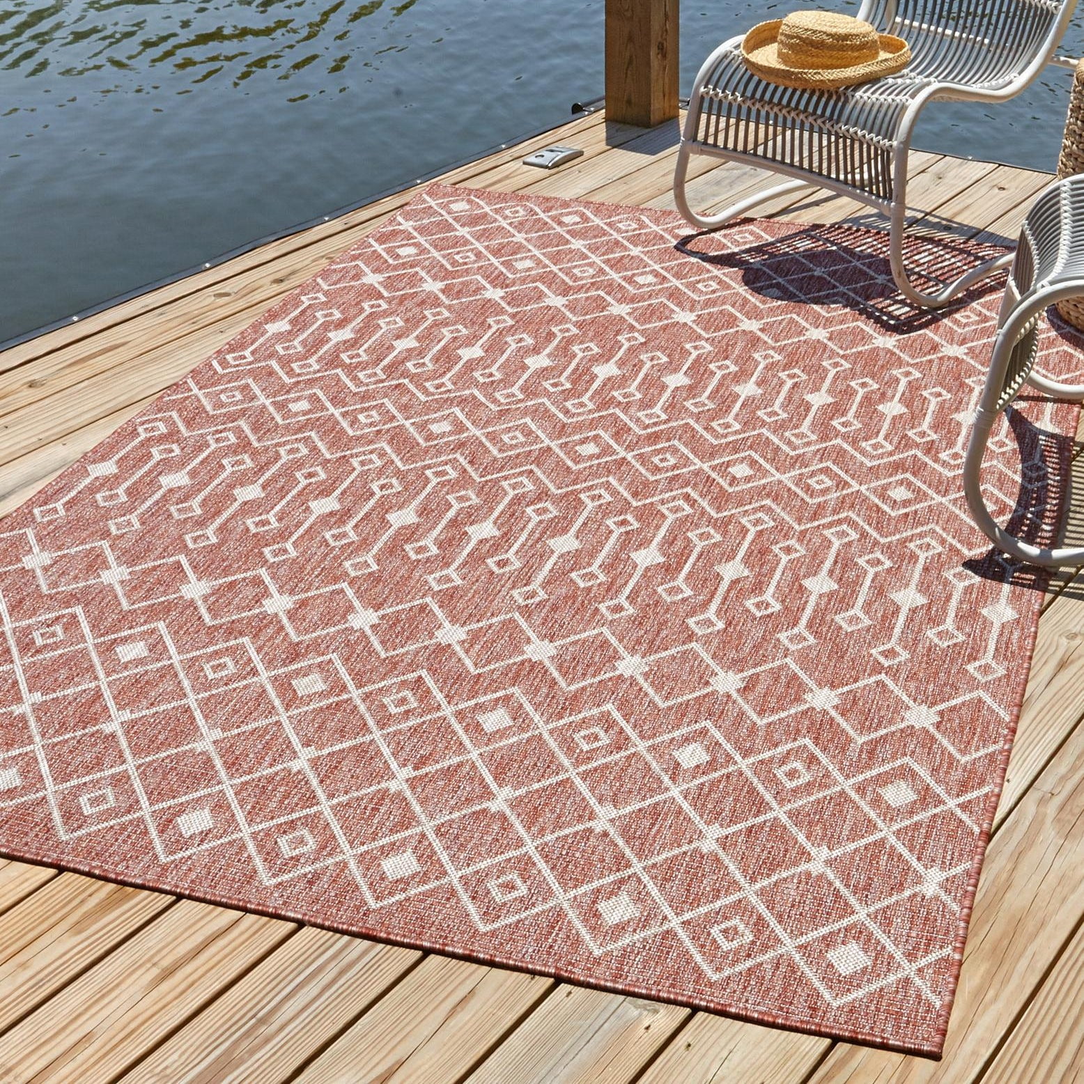 Unique Loom Outdoor Trellis Collection Area Rug - Tribal Trellis (7' 1 ...
