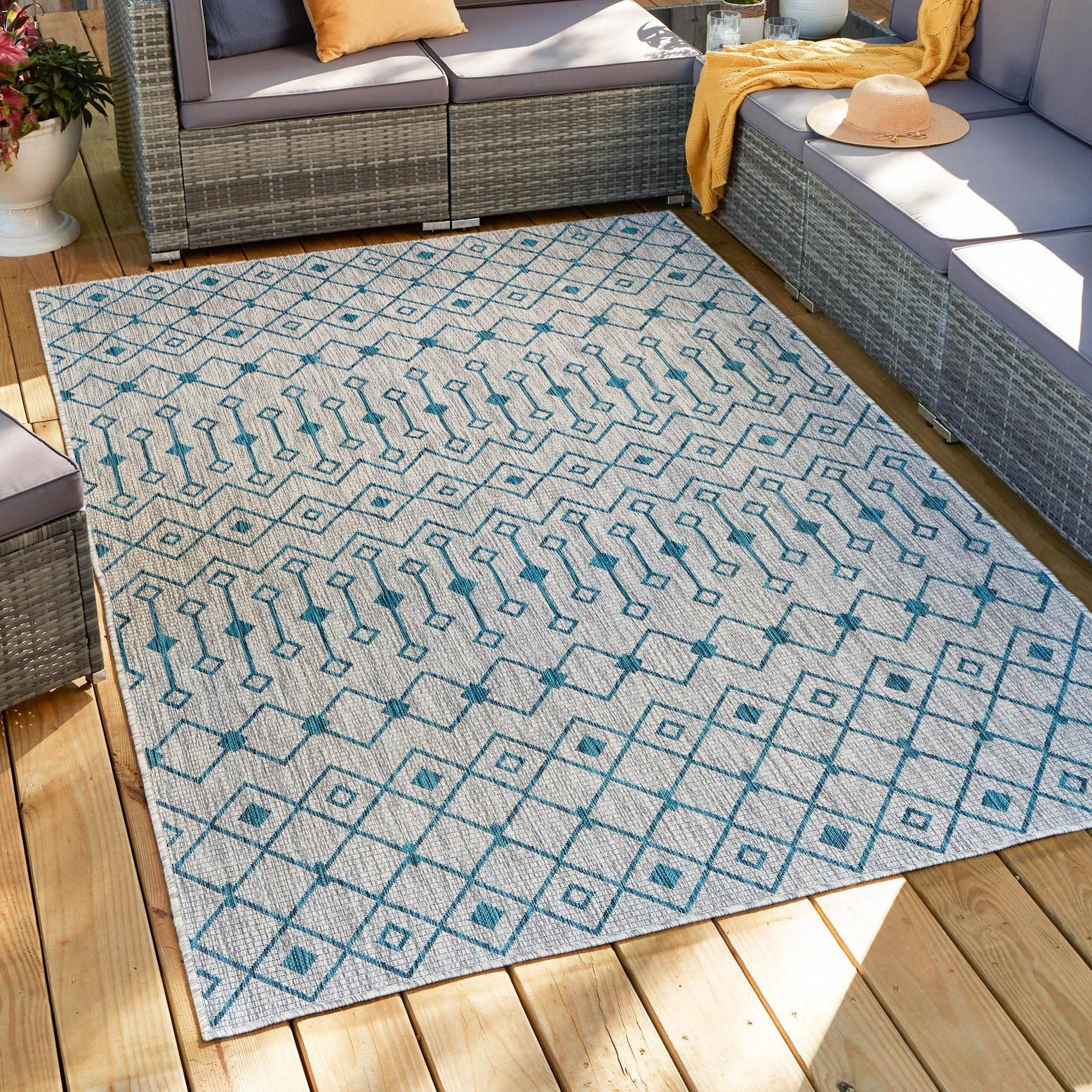 Unique Loom Outdoor Trellis Collection Area Rug - Tribal Trellis (8' x ...
