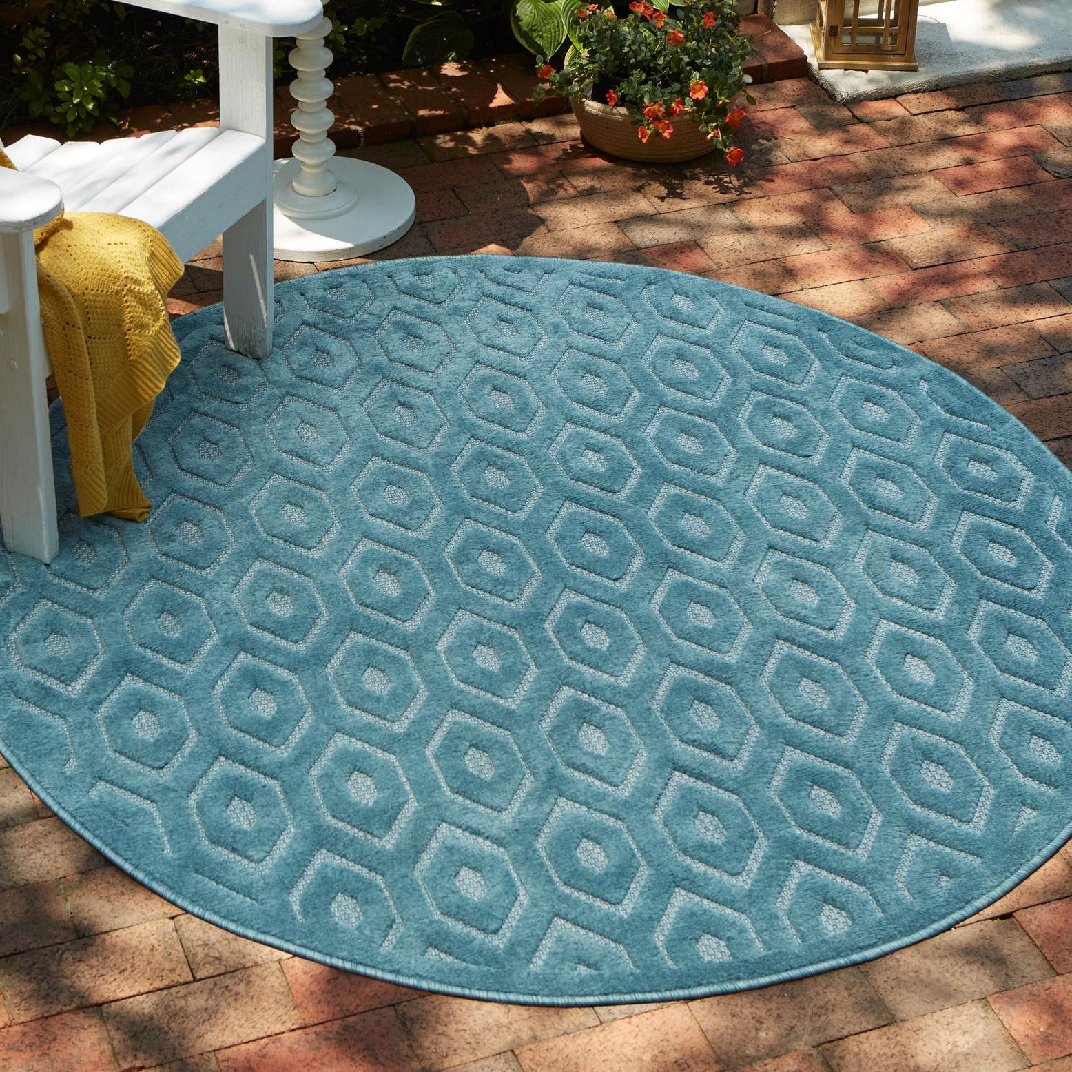 Unique Loom Outdoor Trellis Textured Collection Area Rug - Spatial (3 ...