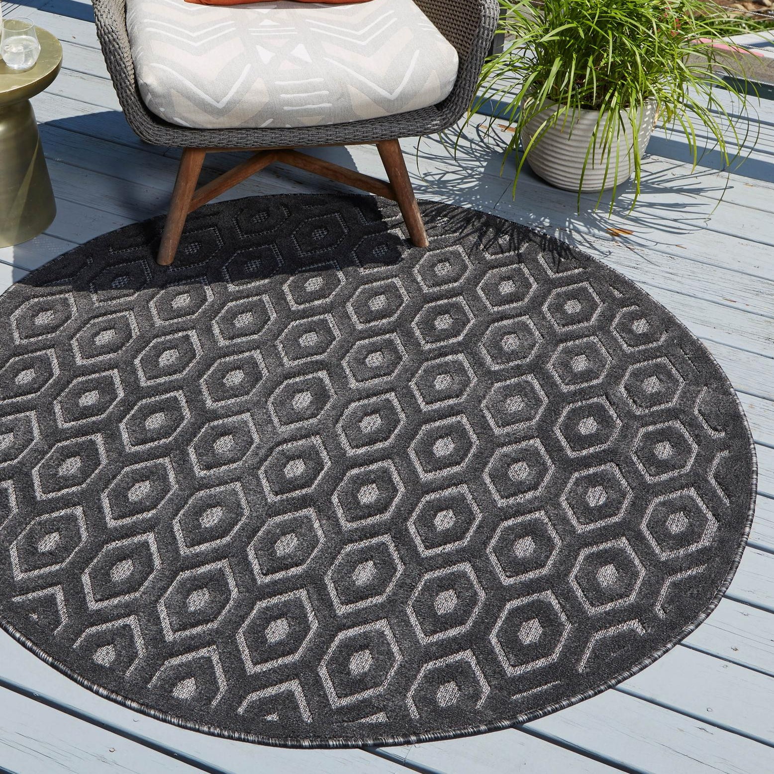 Unique Loom Outdoor Trellis Textured Collection Area Rug - Spatial (3 ...