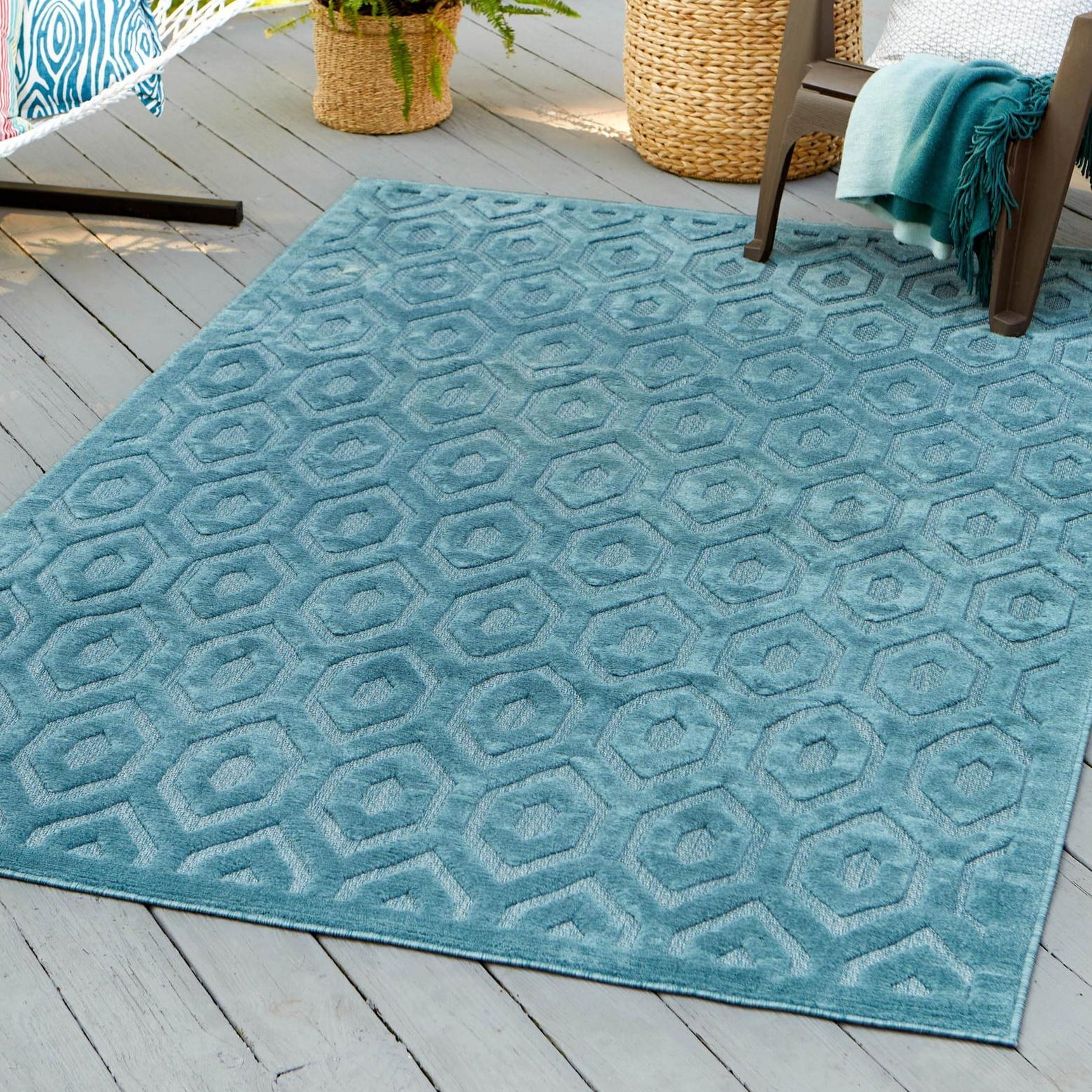 Unique Loom Outdoor Trellis Textured Collection Area Rug - Spatial (5 ...