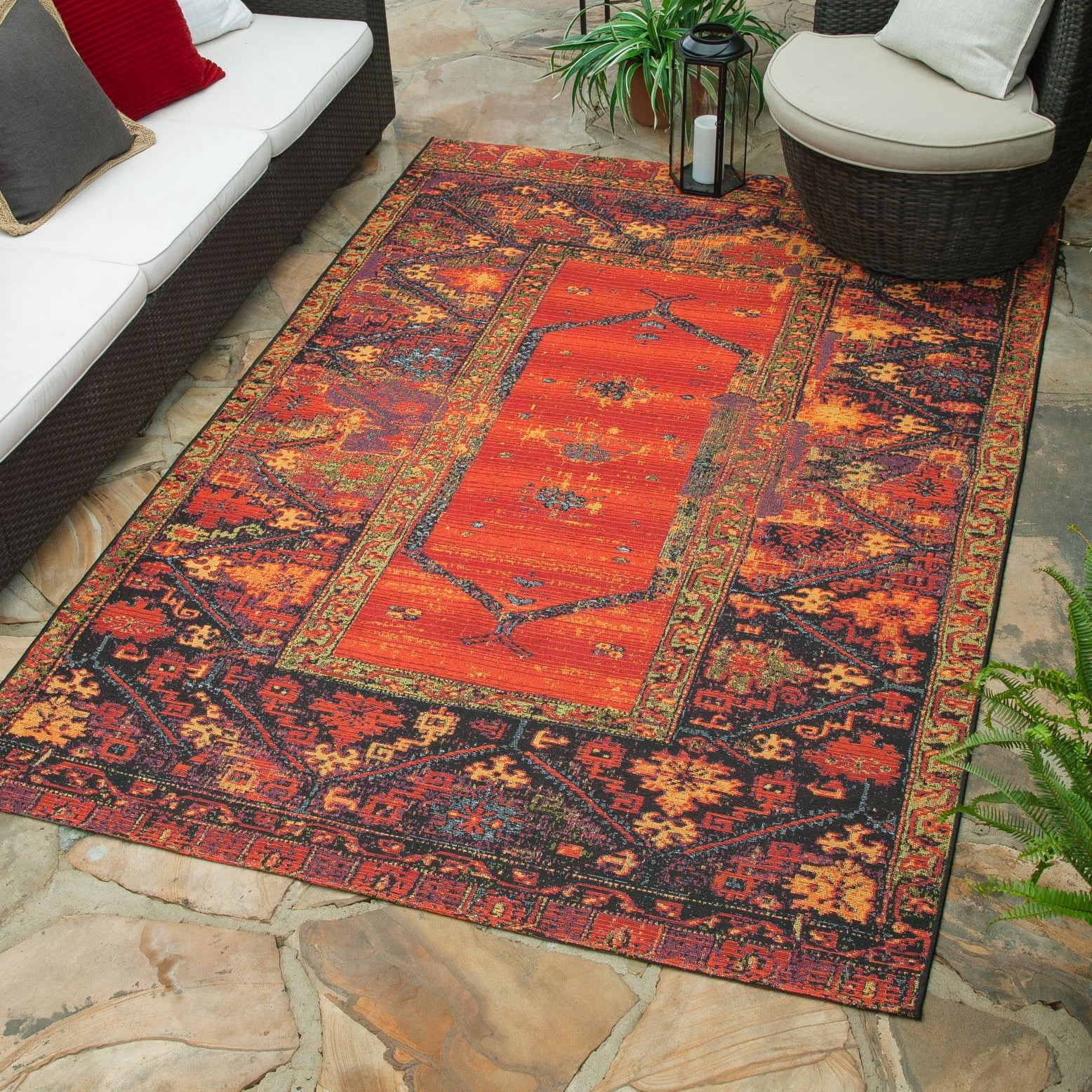 Unique Loom Outdoor Tribal Collection Area Rug - Quepos (5' 3" x 8 ...