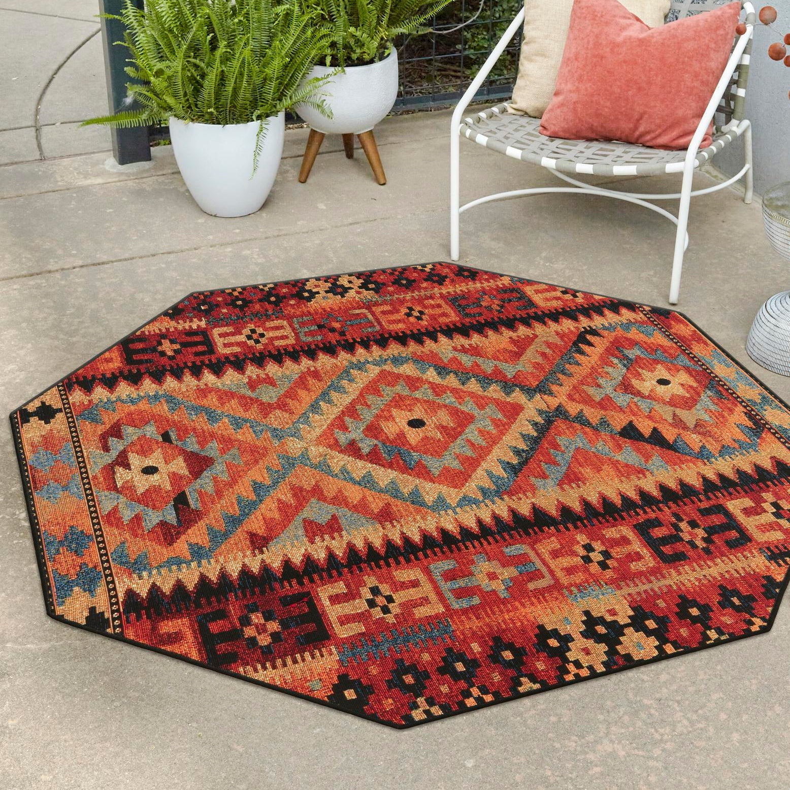 Unique Loom Outdoor Tribal Collection Area Rug - Tortuguero (5' 3 ...