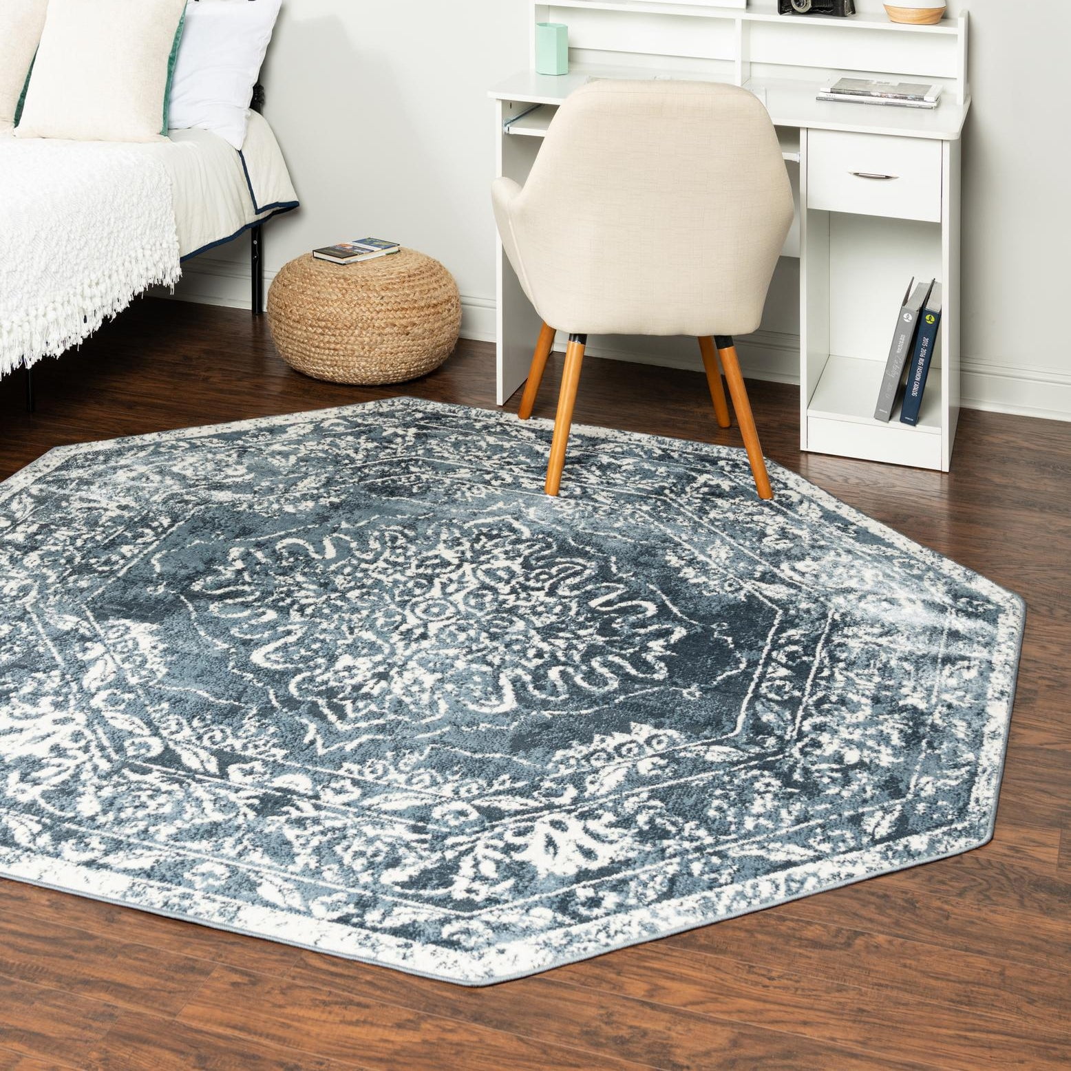 Unique Loom Oxford Collection Area Rug - Bodleian (7' Octagon Blue ...