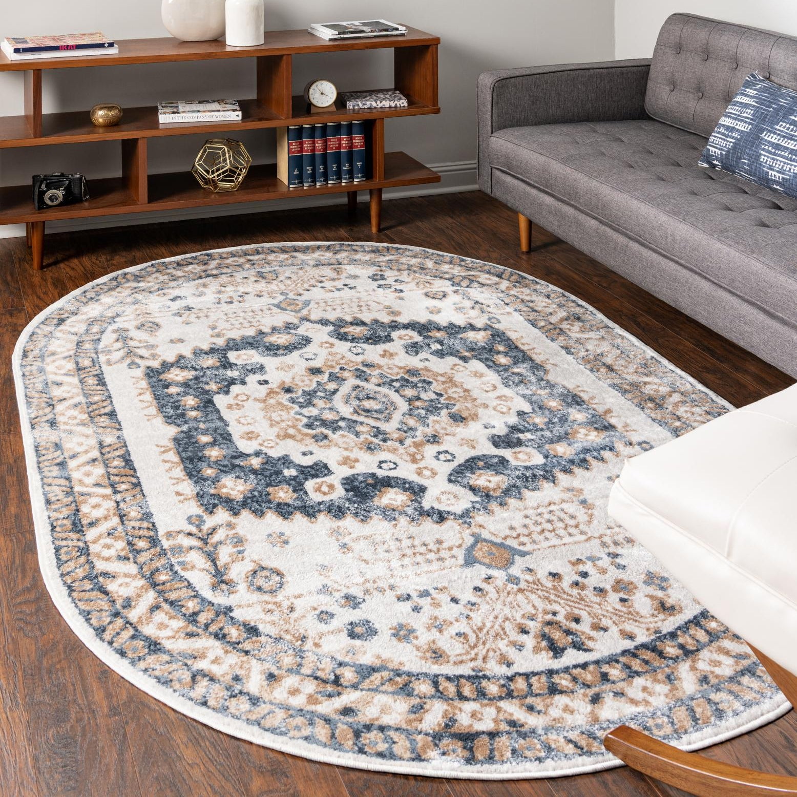 Unique Loom Oxford Collection Area Rug - Sheldonian (5' 1" x 8' Oval ...