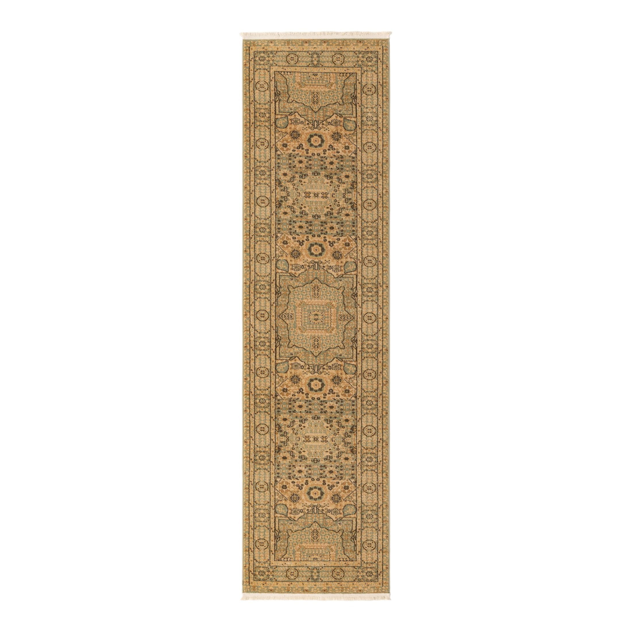 Unique Loom Palace Collection Area Rug - Taj (2' 7" x 10' Runner Light Green/Brown) - Walmart.com