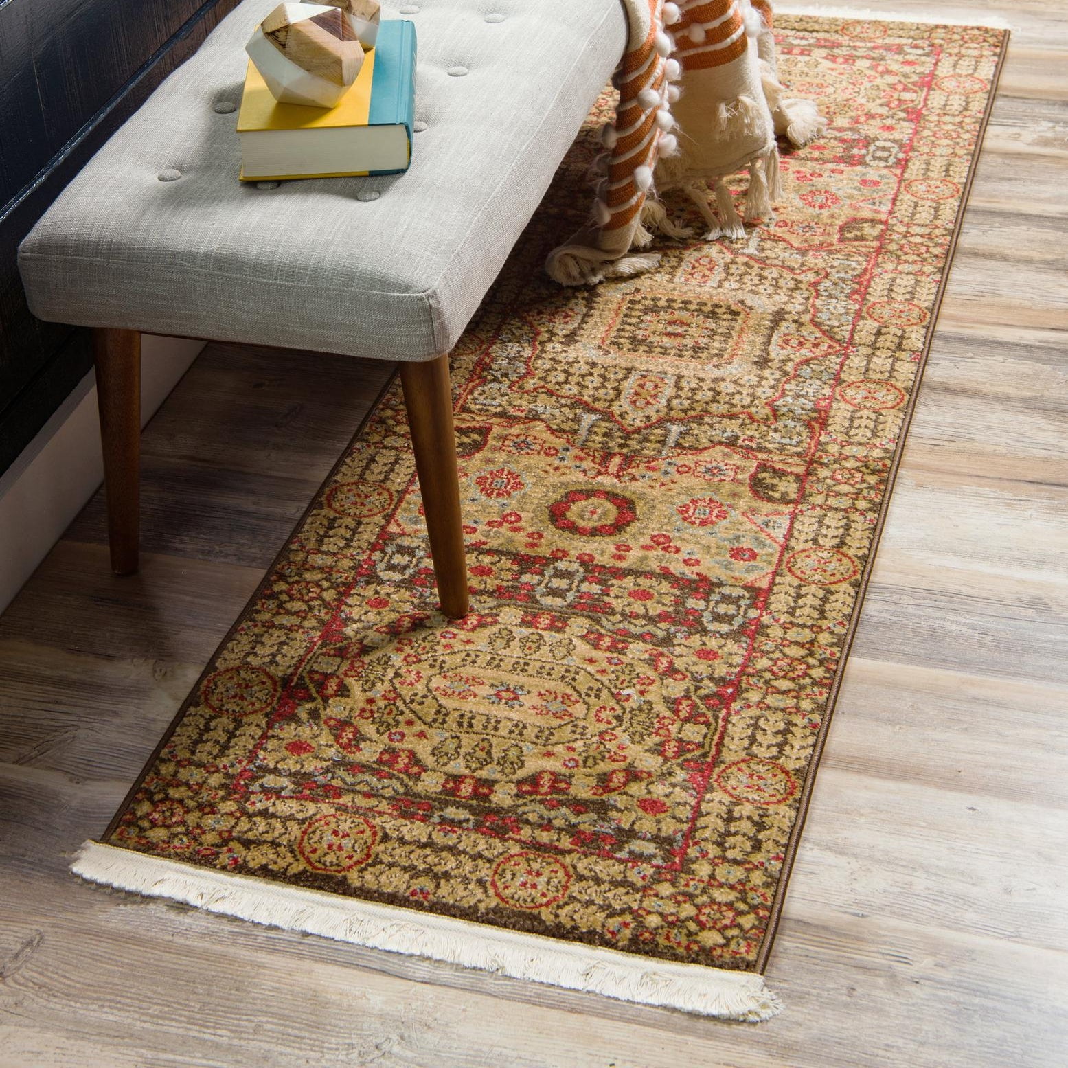 Unique Loom Palace Collection Area Rug - Taj (2' x 6' 1" Runner Brown ...