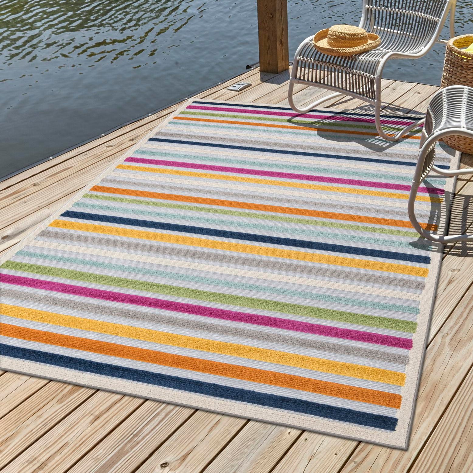 Unique Loom Aruba Outdoor Collection Area Rug - Paradera (5' 3" x 8 ...
