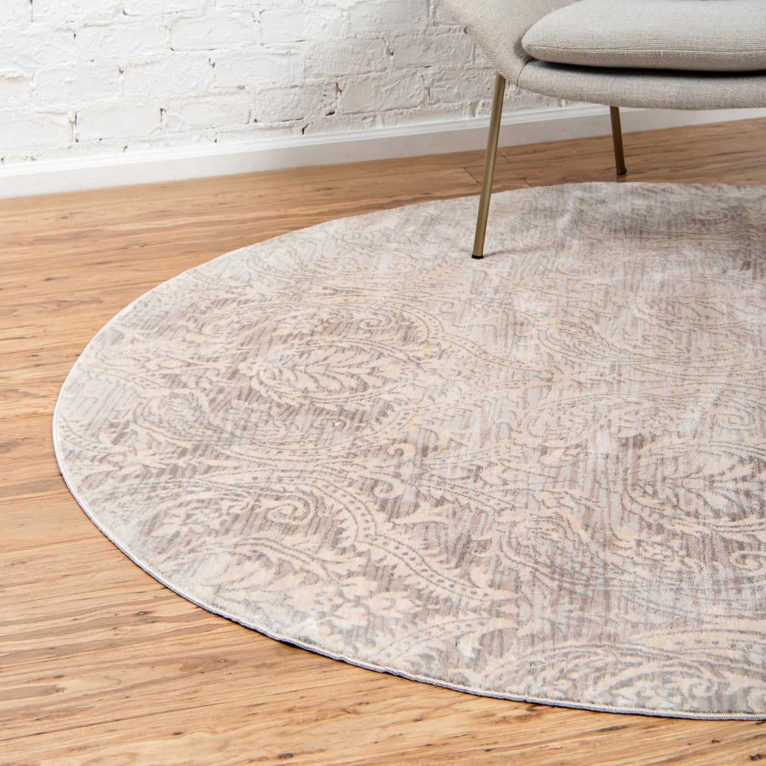 Unique Loom Paris Collection Area Rug - Oak (6' 1" Round Gray/Beige ...