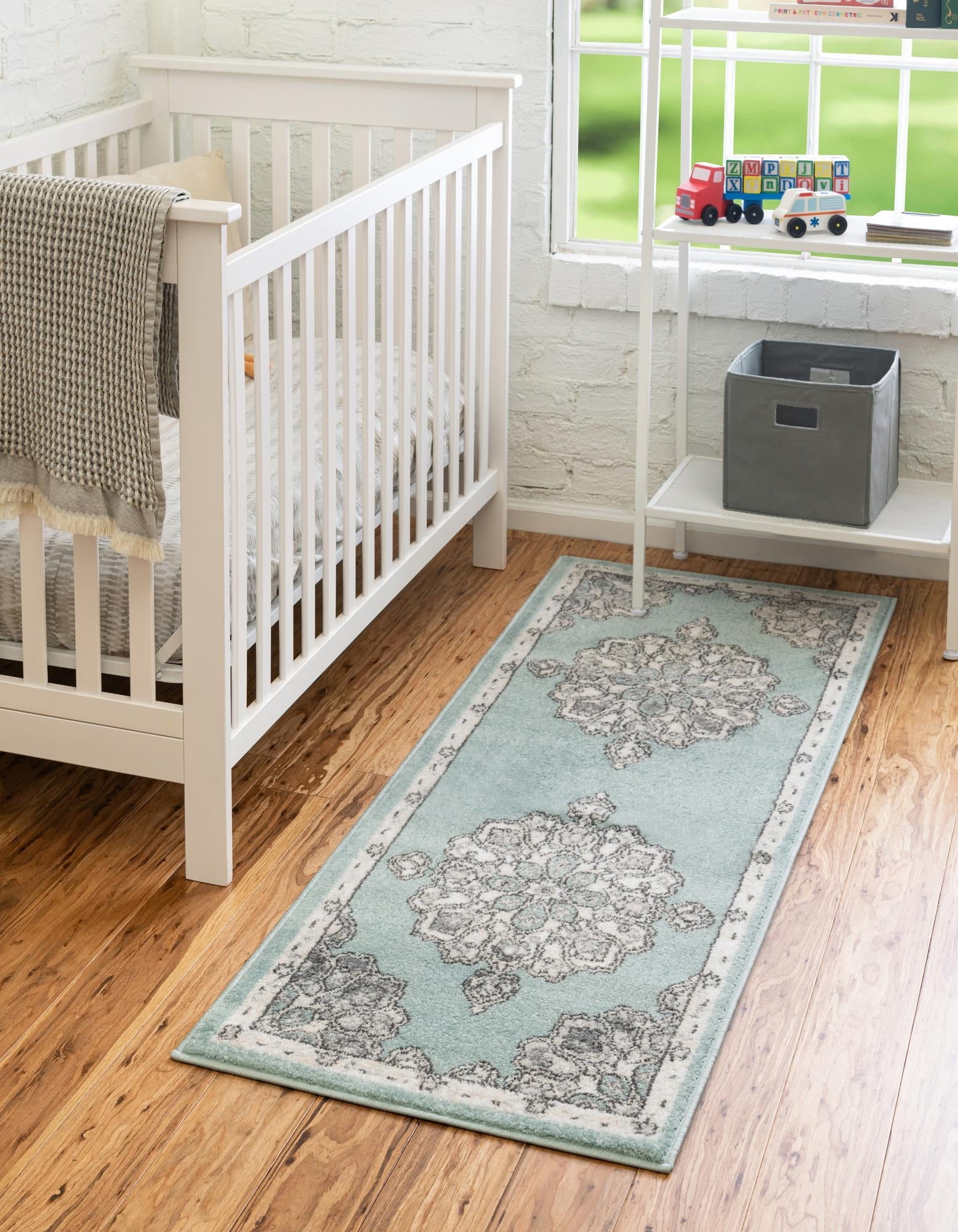 Unique Loom Parker Collection Area Rug - Kokulu (2' x 8' Runner Aqua ...