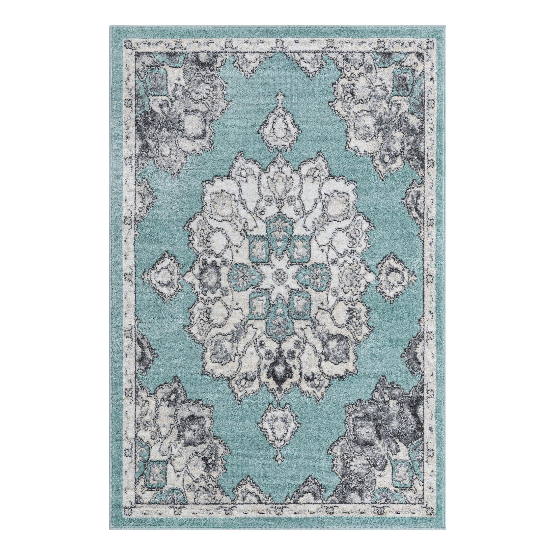 Unique Loom Parker Collection Area Rug - Kokulu (4' x 6' Rectangle Aqua ...