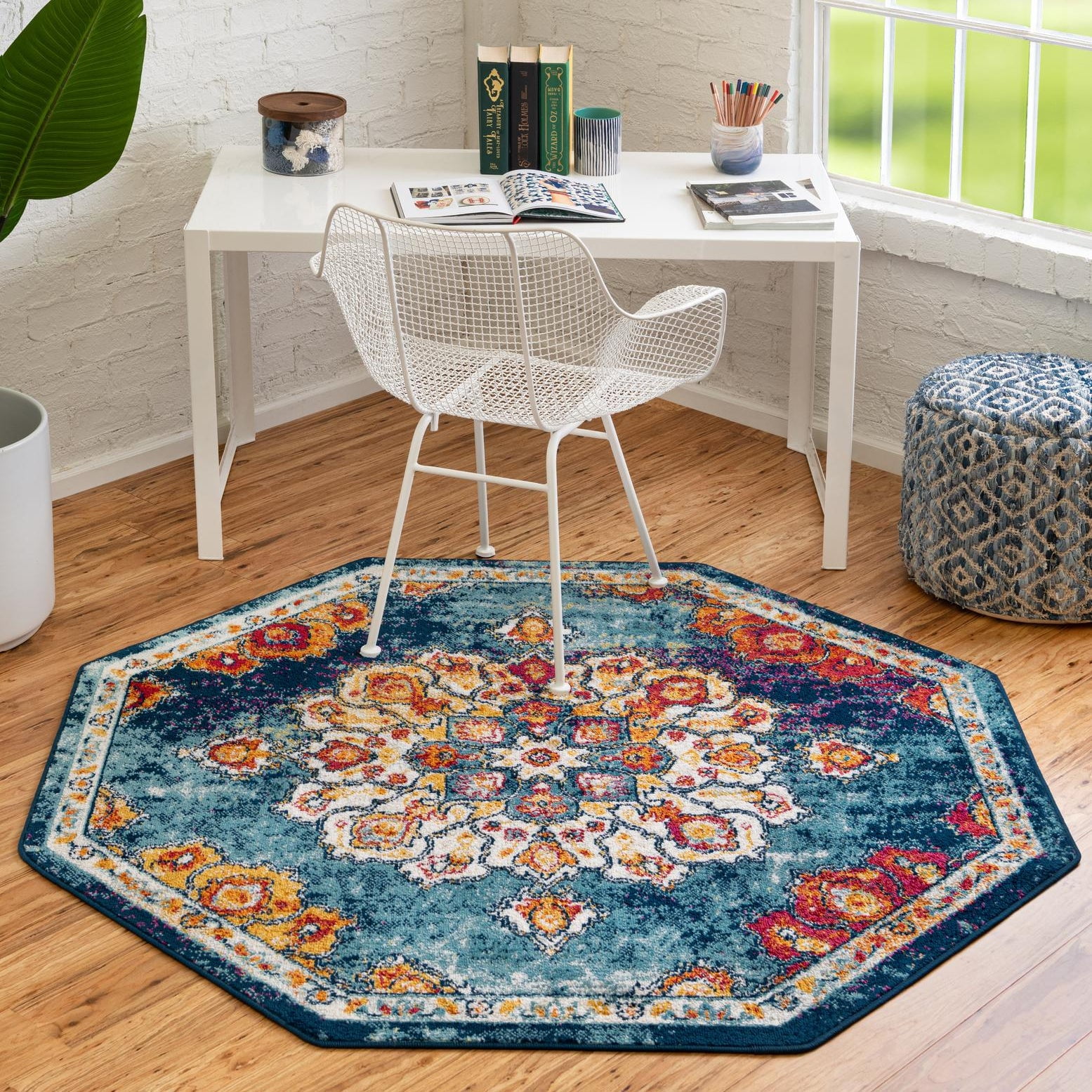 Unique Loom Parker Collection Area Rug - Kokulu (5' Octagon Multi/Blue ...