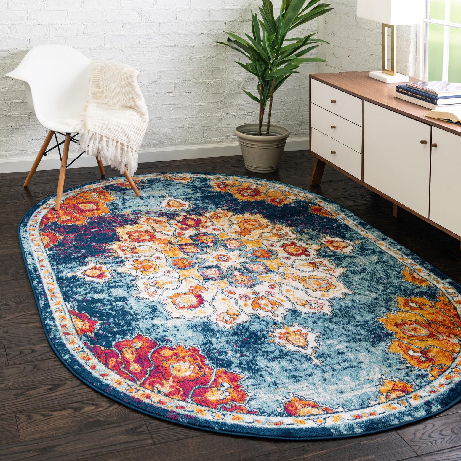 Unique Loom Parker Collection Area Rug - Kokulu (5' x 8' Oval Multi ...
