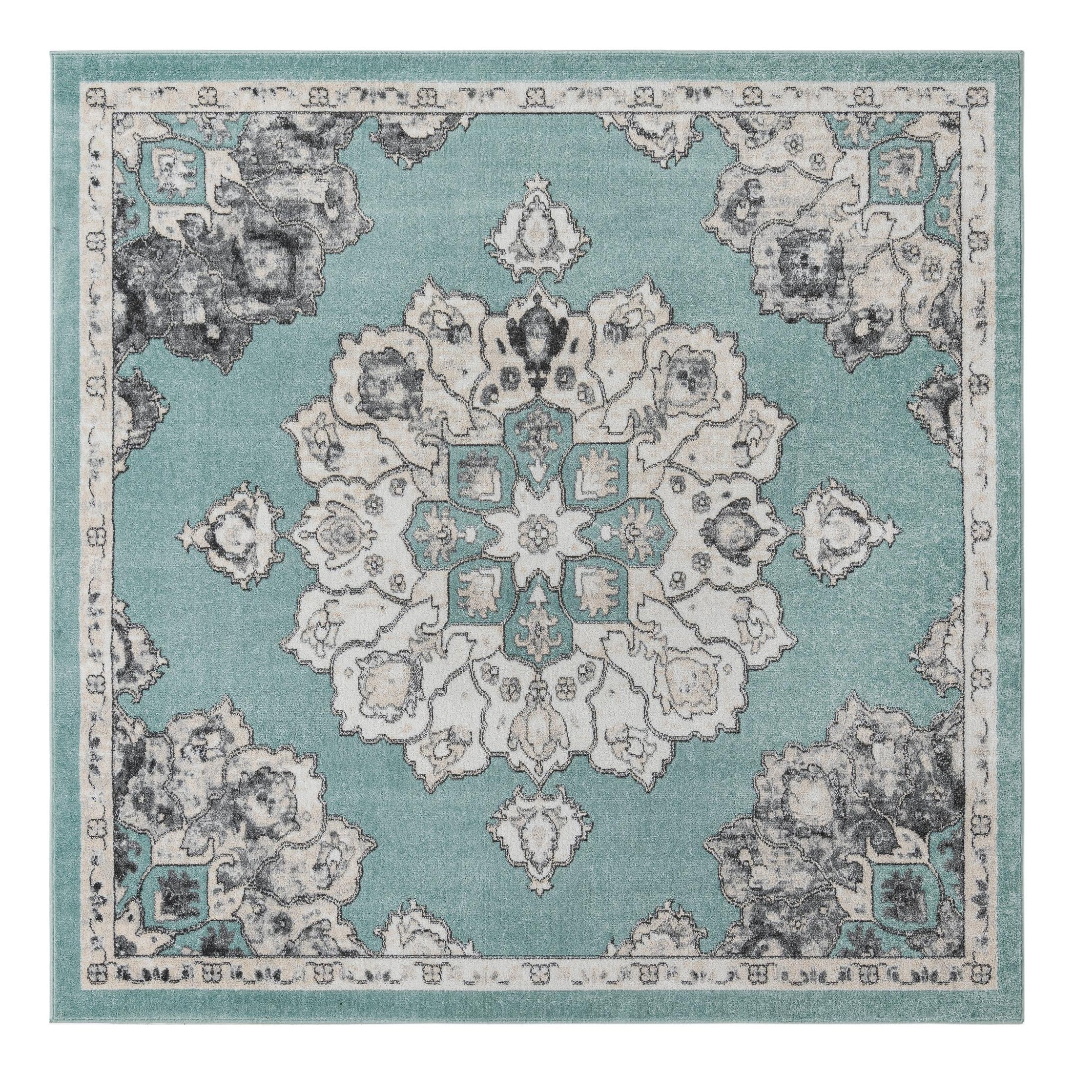 Unique Loom Parker Collection Area Rug - Kokulu (7' 10" Square Aqua ...