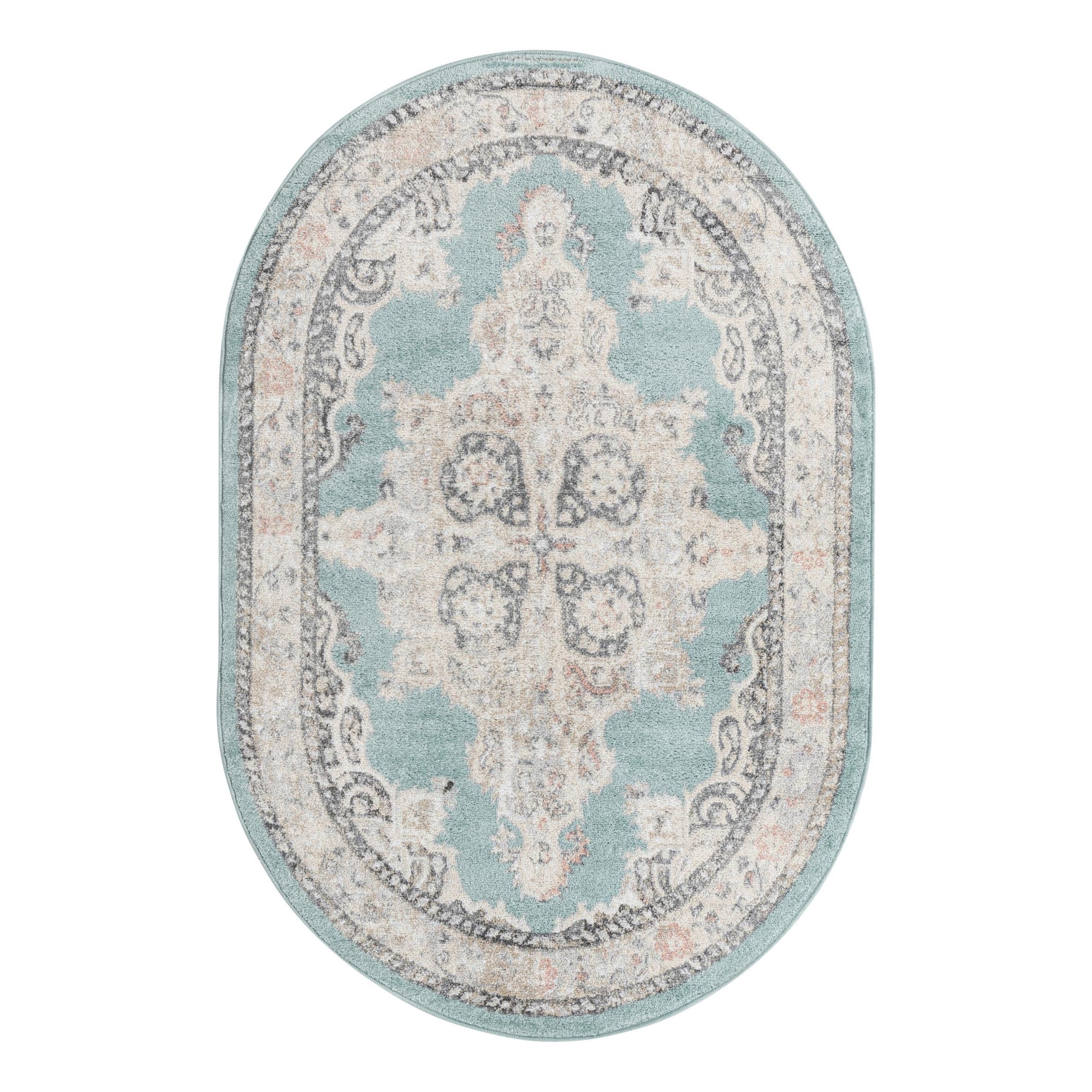 Unique Loom Parker Collection Area Rug - Merakli (4' x 6' Oval Aqua ...