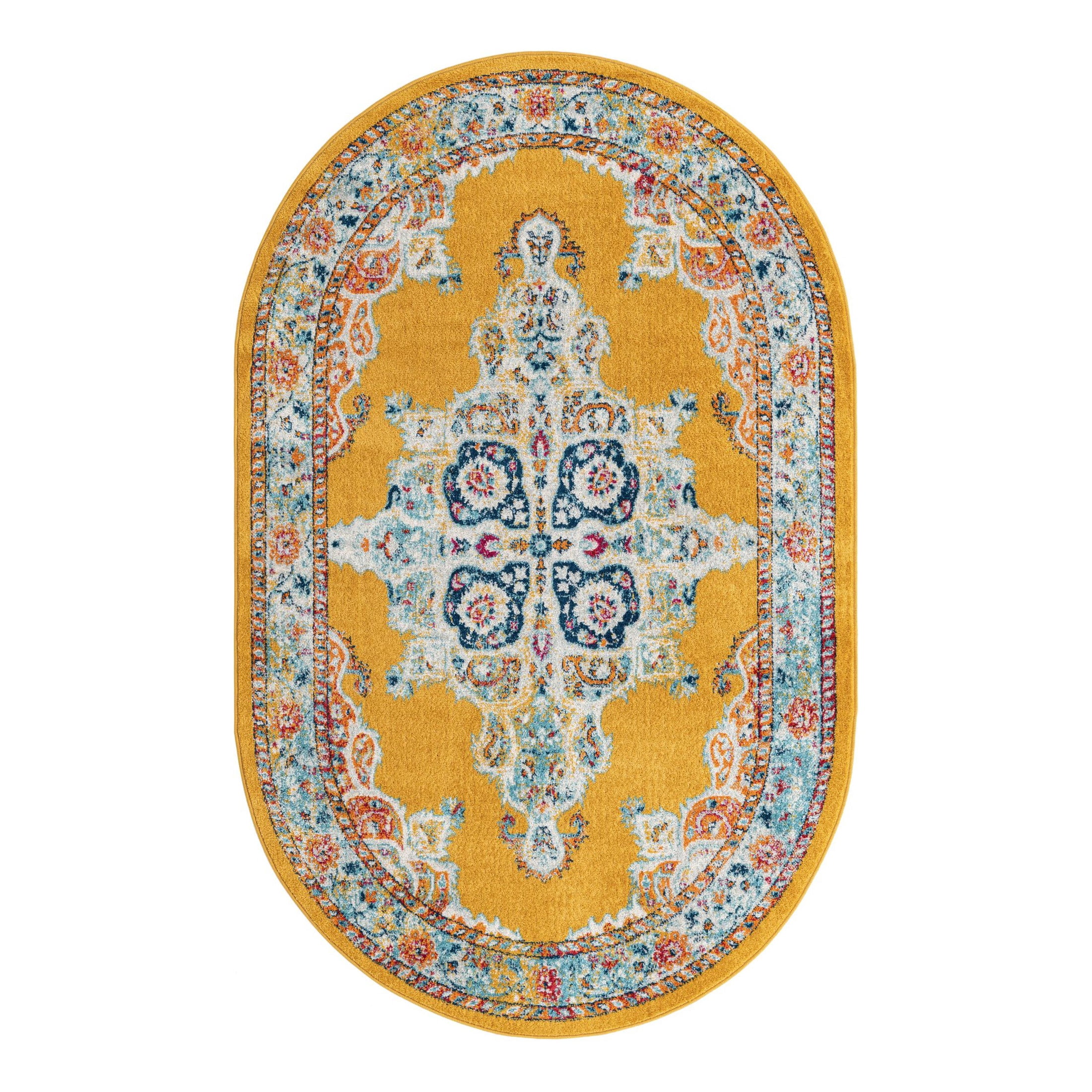 Unique Loom Parker Collection Area Rug - Merakli (5' x 8' Oval Yellow ...