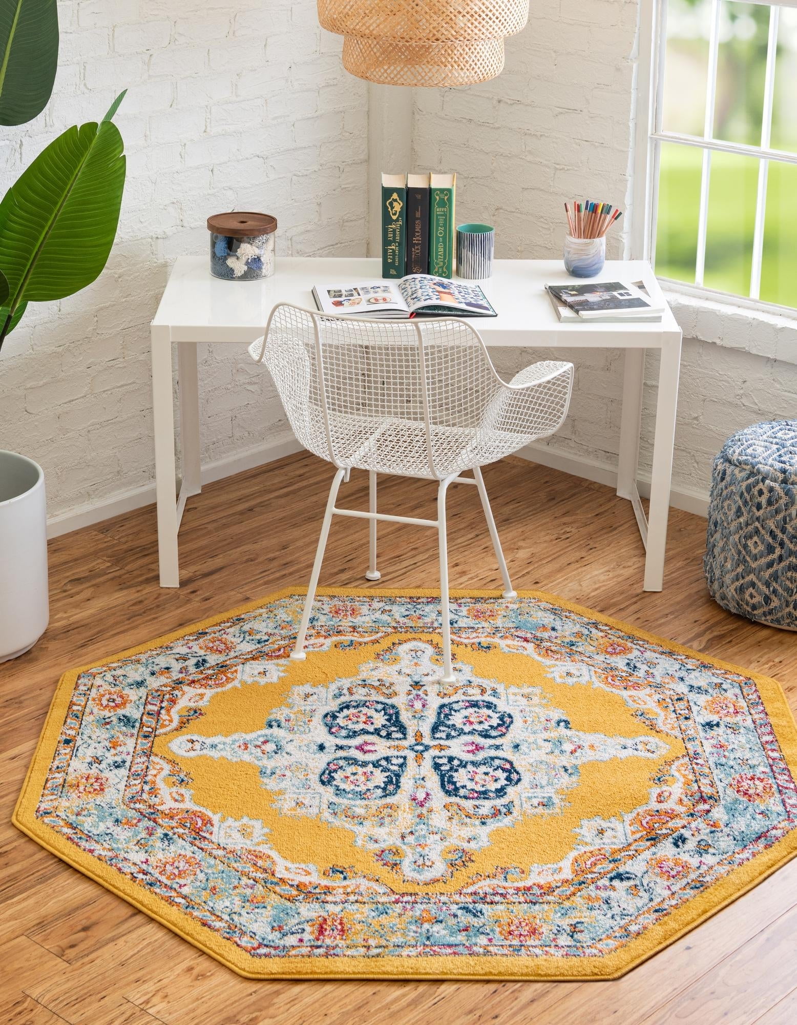 Unique Loom Parker Collection Area Rug - Merakli (7' 10" Octagon Yellow ...