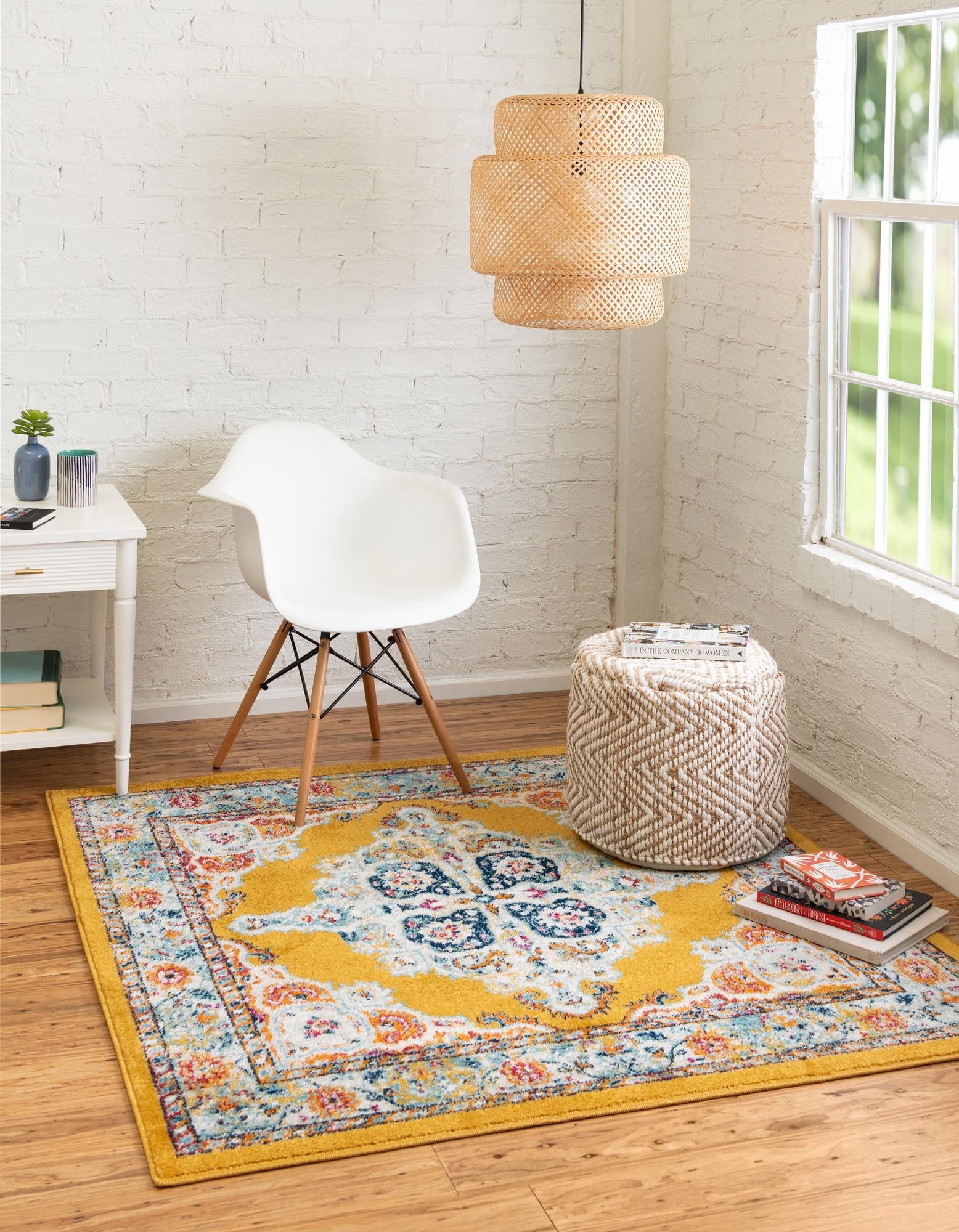 Unique Loom Parker Collection Area Rug - Merakli (7' 10" Square Yellow/Brown) - Walmart.com