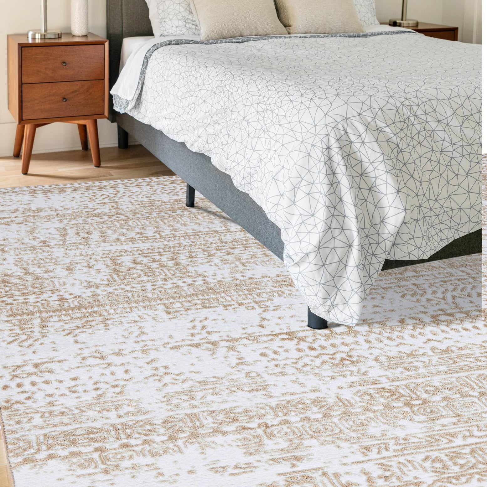 Unique Loom Hermitage Collection Area Rug - Pavilion (10' 8" Square Snow White/Beige) - Walmart.com