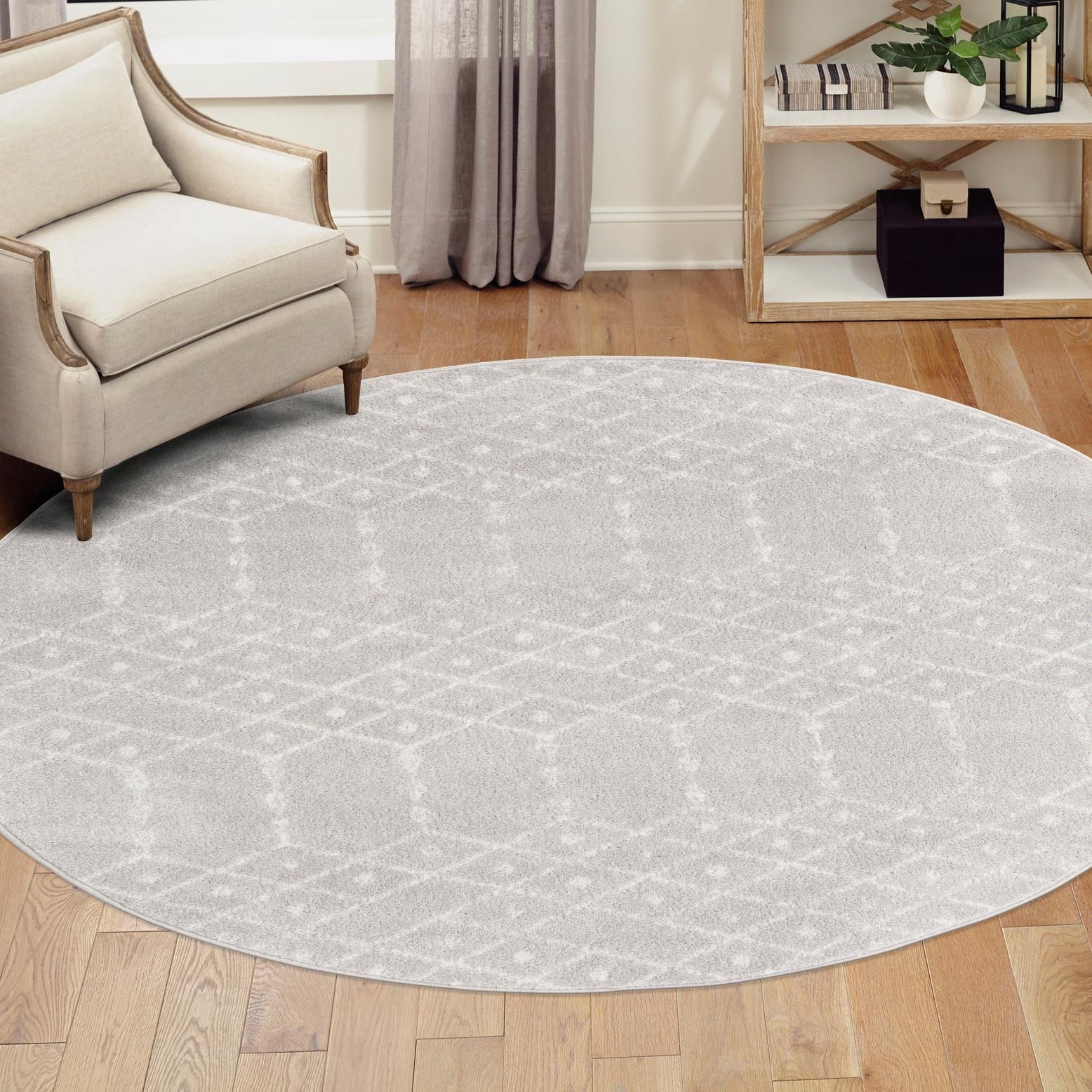 Unique Loom Paxon Trellis Collection Area Rug - Maeve (3' Round Light ...