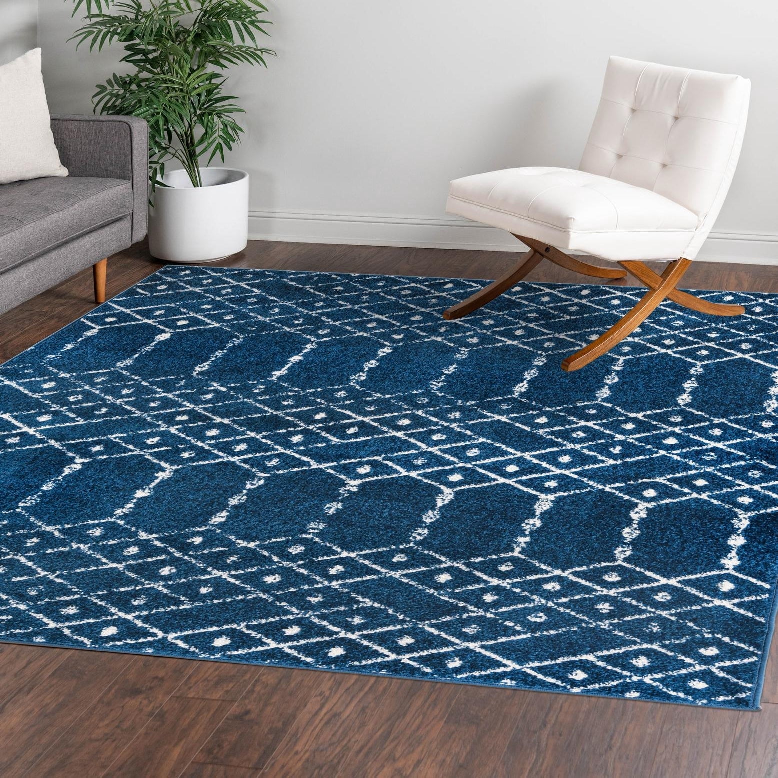 Unique Loom Paxon Trellis Collection Area Rug - Maeve (4' Square Navy ...