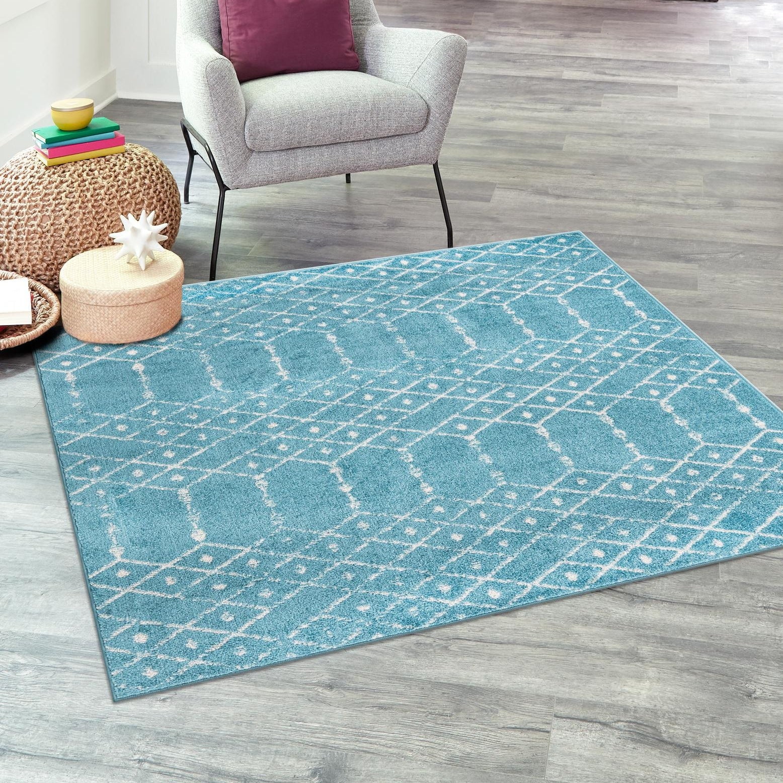 Unique Loom Paxon Trellis Collection Area Rug - Maeve (7' 10" Square ...