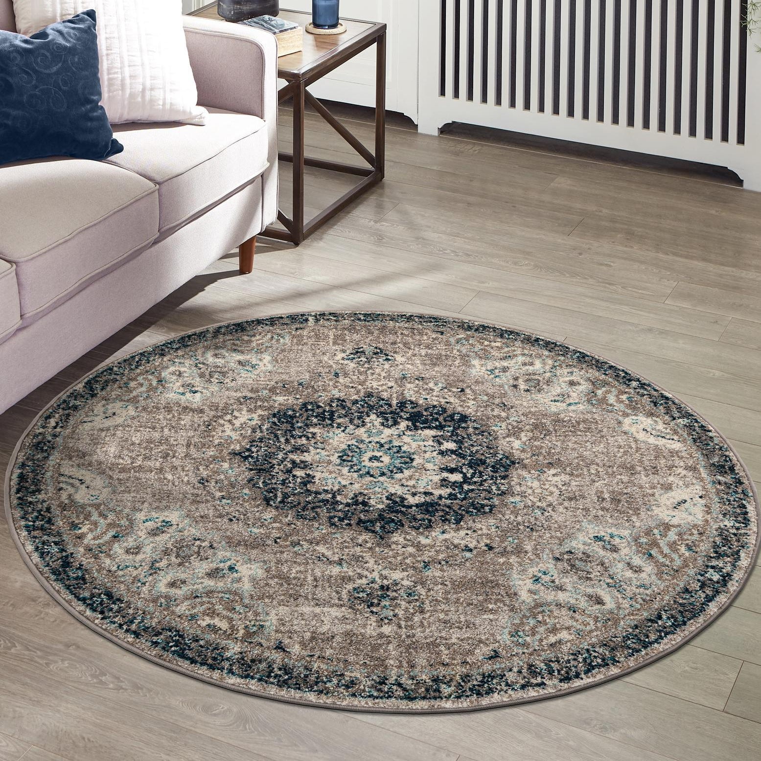 Unique Loom Penrose Collection Area Rug - Alexis (3' 3" Round Gray ...