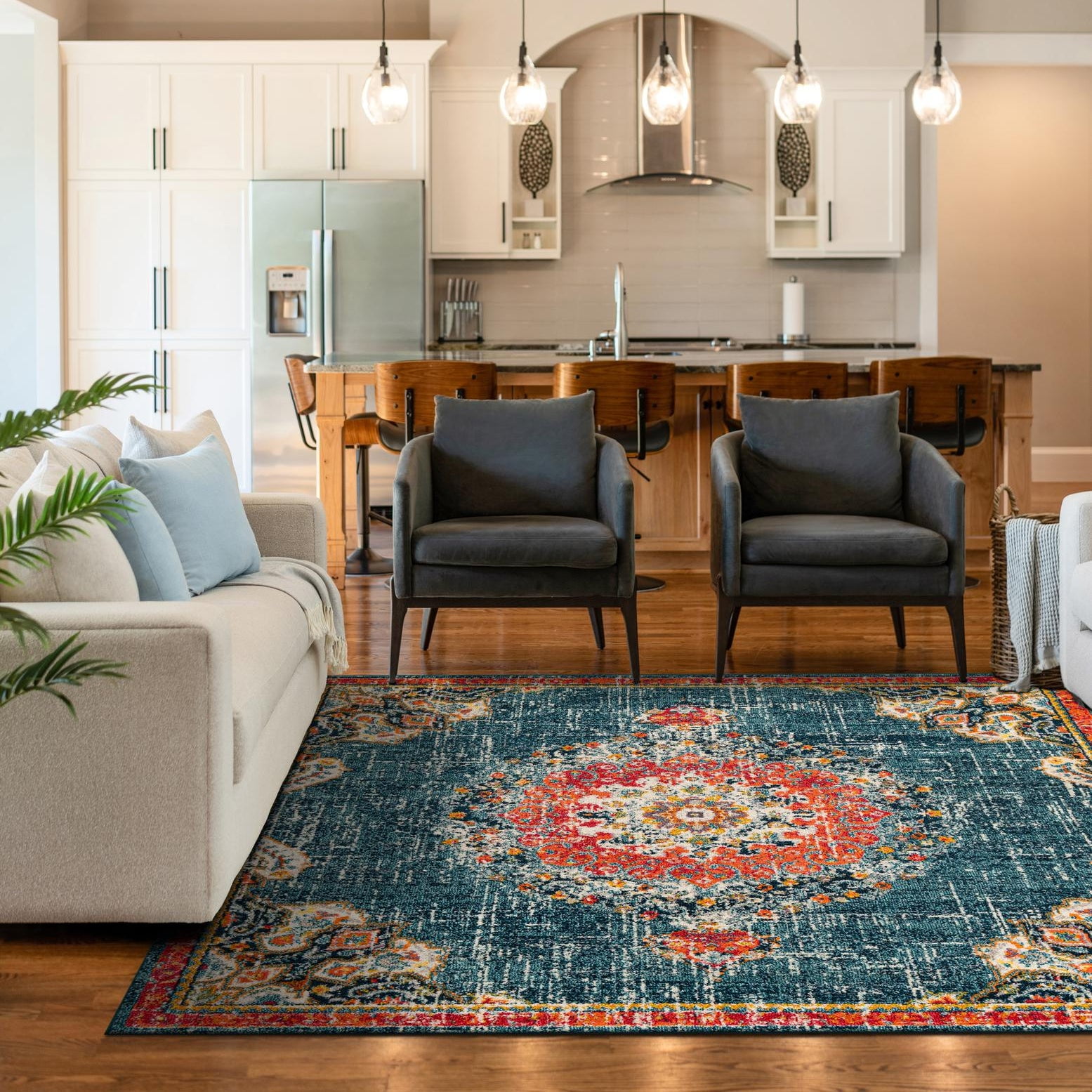 Unique Loom Penrose Collection Area Rug - Alexis (6' 1" Square Blue ...
