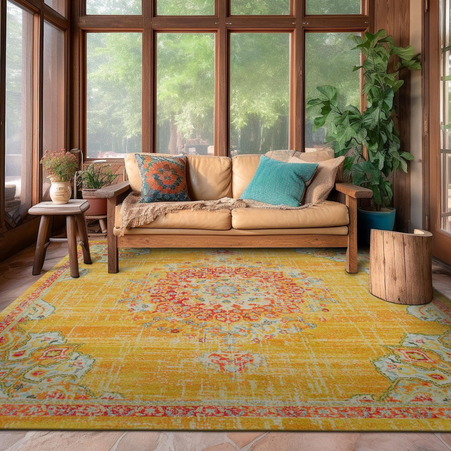 Unique Loom Penrose Collection Area Rug - Alexis (8' Square Gold/Gray ...