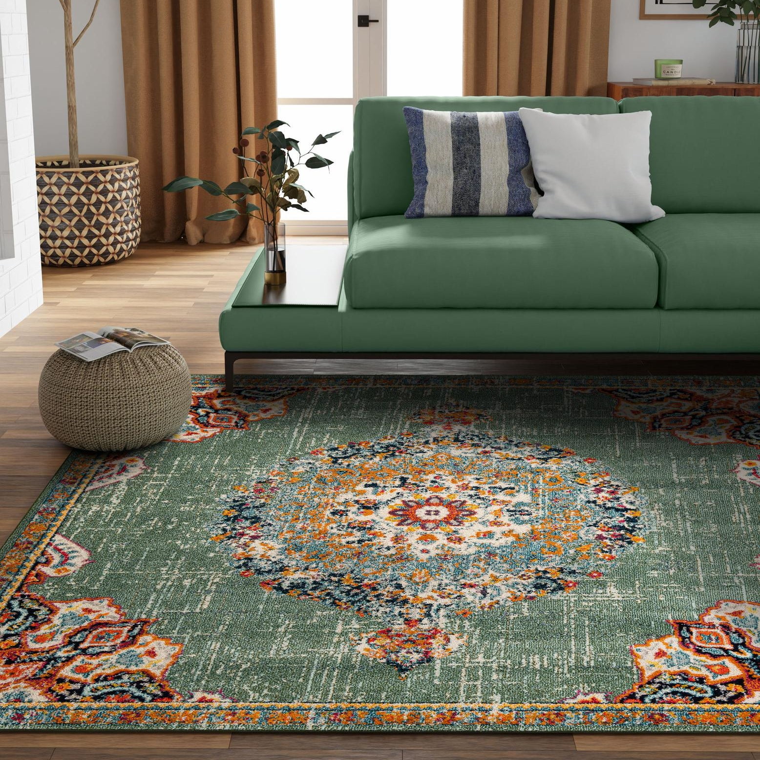 Unique Loom Penrose Collection Area Rug - Alexis (8' Square Green/Black ...