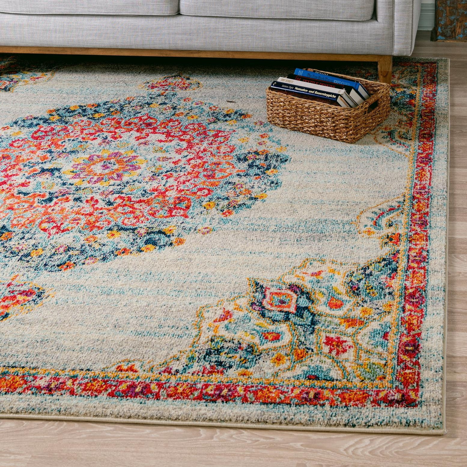 Unique Loom Penrose Collection Area Rug - Alexis (8' Square Ivory/Blue ...