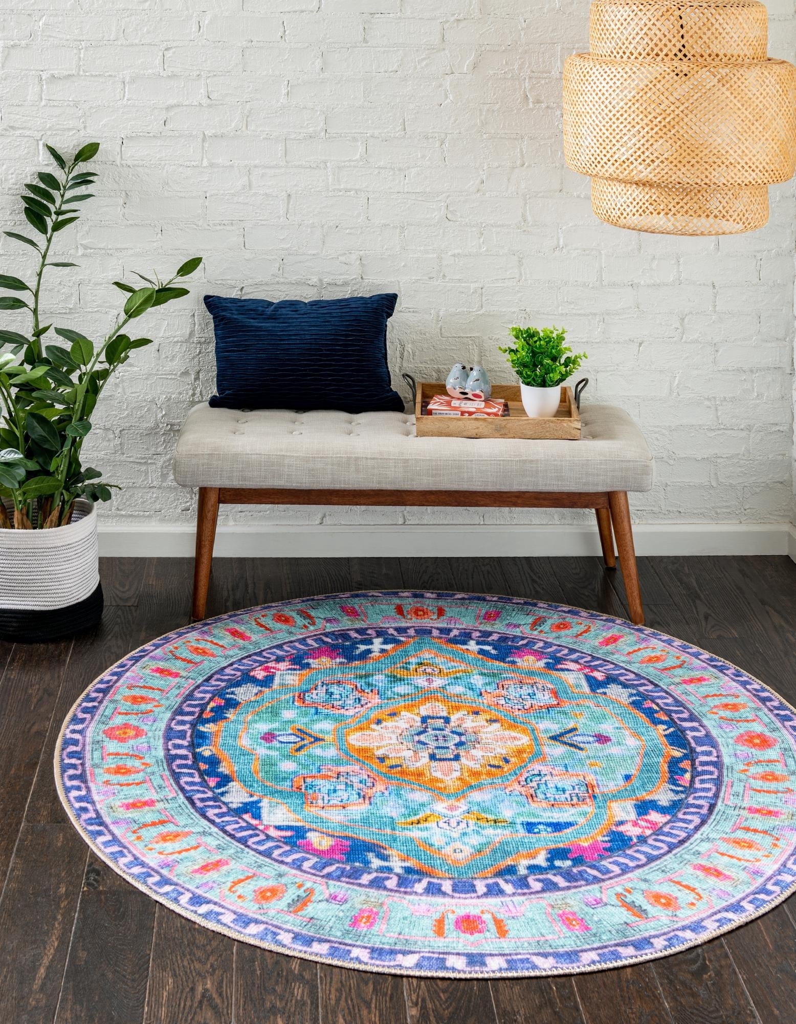 Unique Loom Timeless Collection Area Rug - Philip (7' 7" Round Blue ...