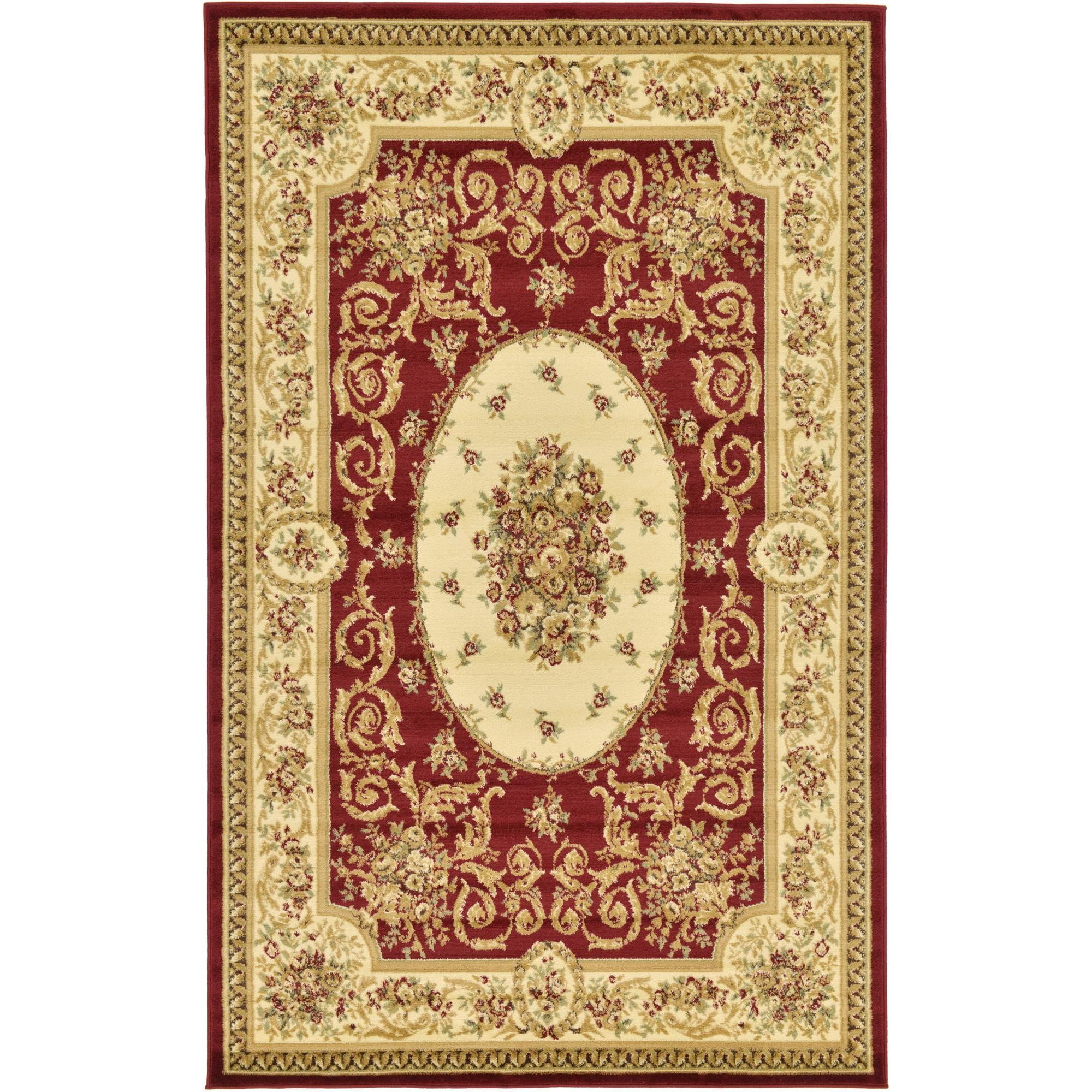 Unique Loom Phillipe Versailles Rug Red/Cream 5' 3" x 8' Rectangle ...