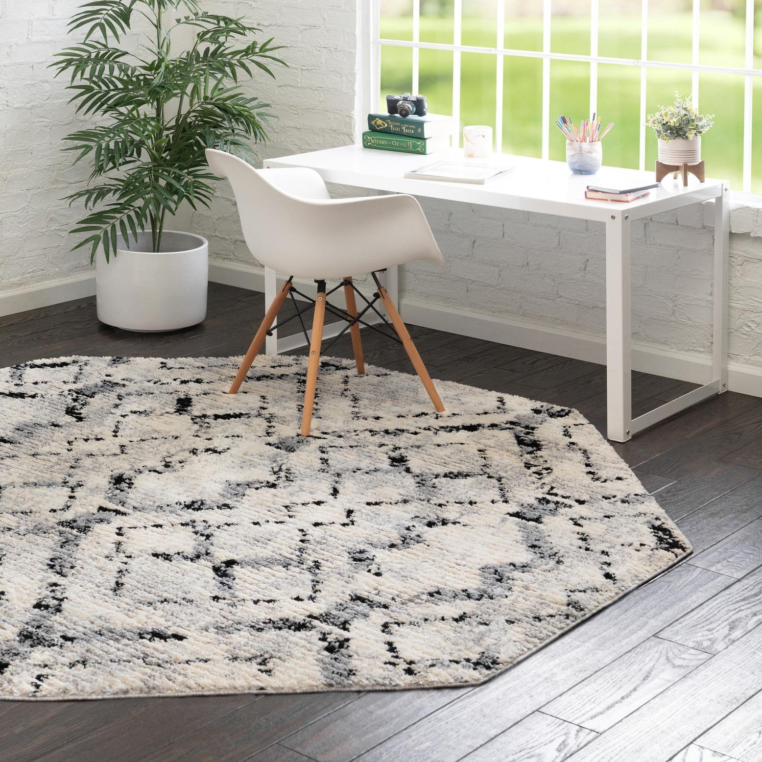 Unique Loom Tucson Collection Area Rug - Pima (4' Octagon Ivory/Gray ...