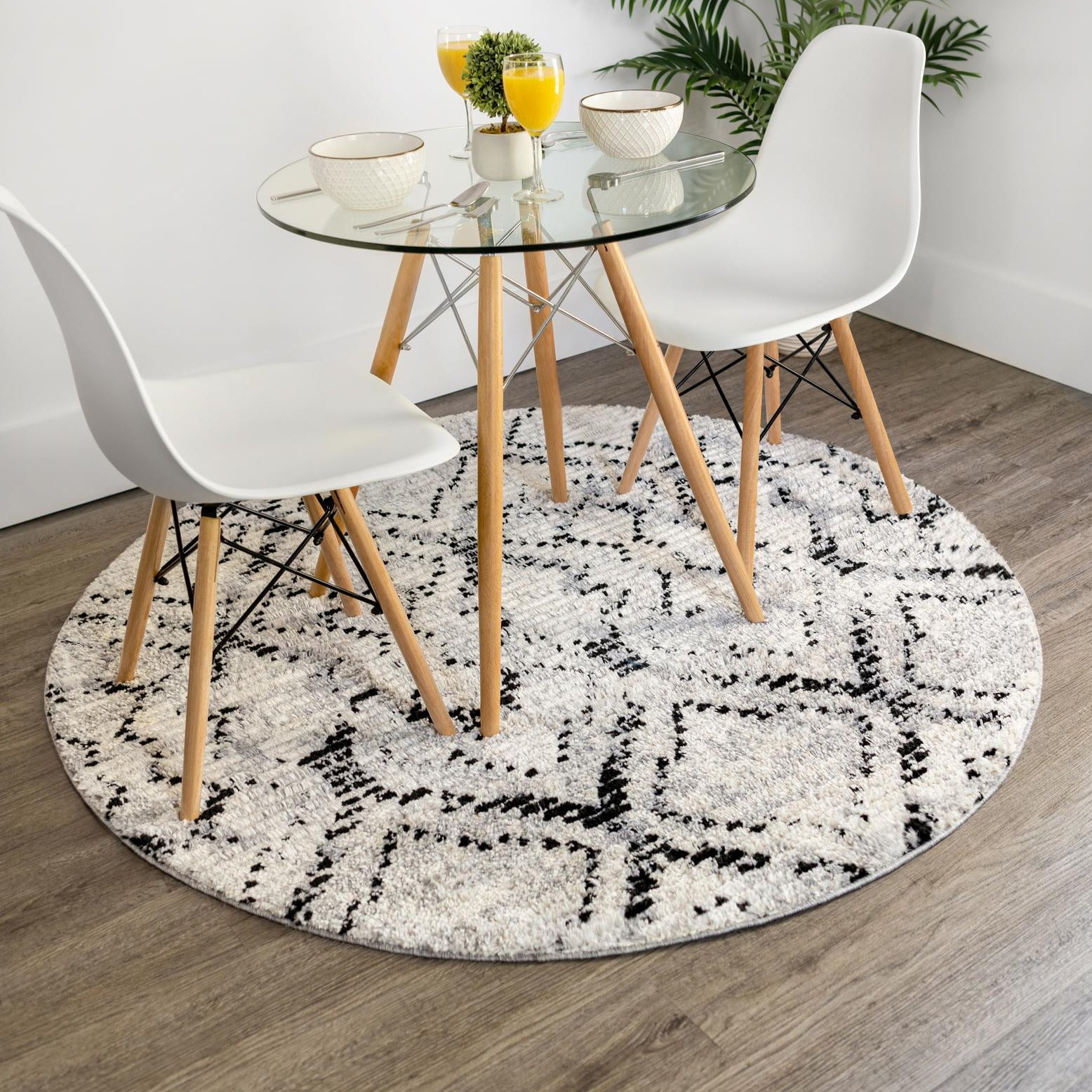 Unique Loom Tucson Collection Area Rug - Pima (3' Round Ivory/Gray ...