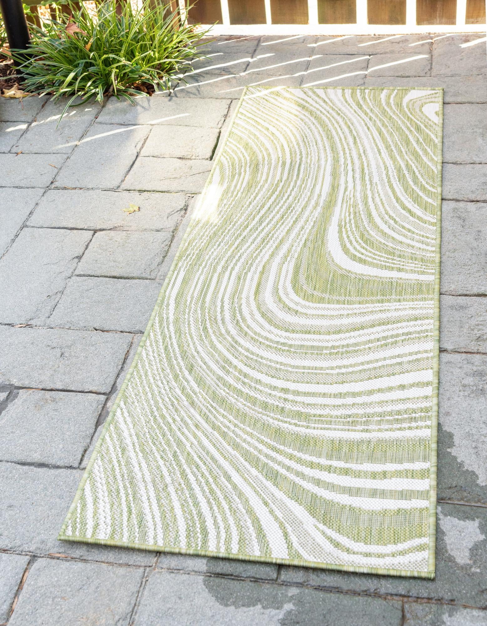 Unique Loom Outdoor Modern Collection Area Rug - Pool (2' x 6' 1 ...