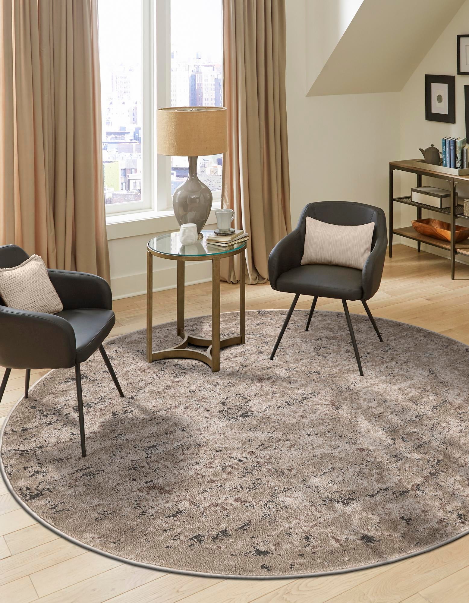 Unique Loom Portland Collection Area Rug - Astoria (4' 1" Round Beige ...