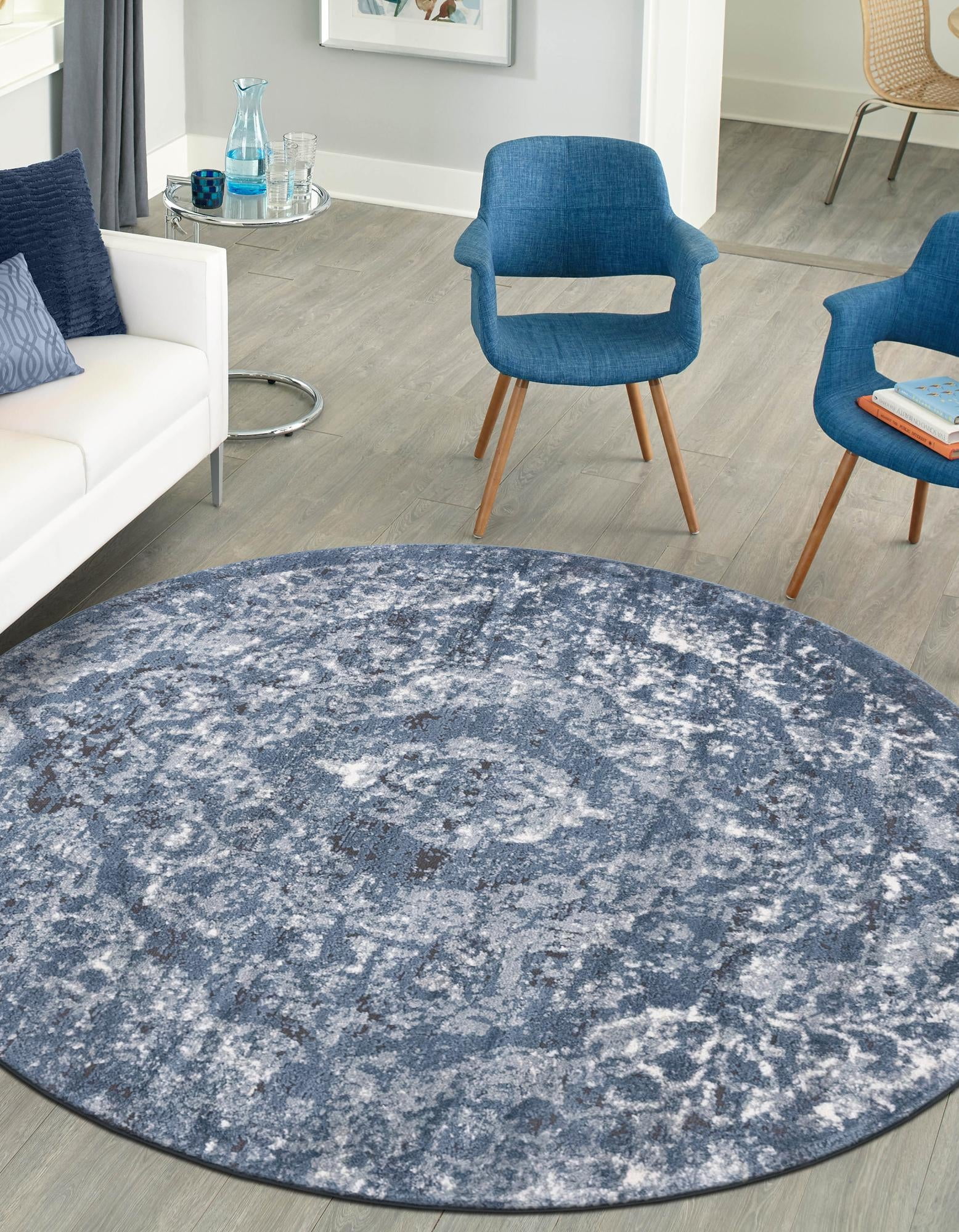 Unique Loom Portland Collection Area Rug - Astoria (5' 1" Round Blue ...