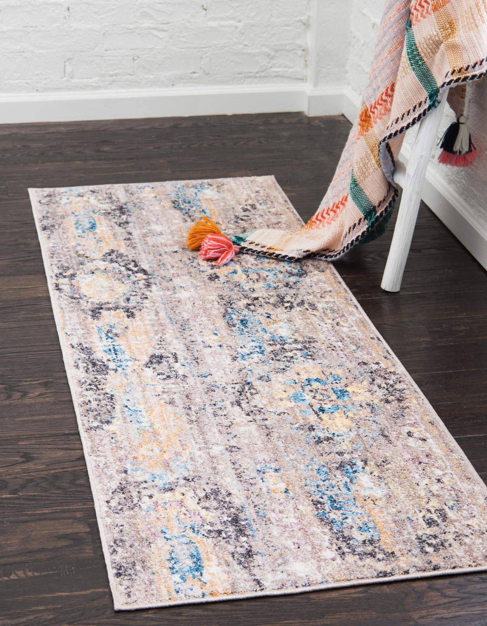 Unique Loom Prado Basilica Rug Light Brown/Blue 2' 7" x 8' 2" Runner ...