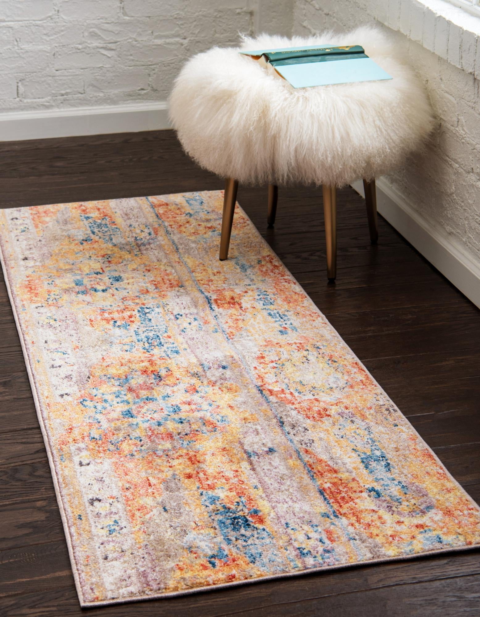 Unique Loom Prado Basilica Rug Orange/Beige 2' 2" x 6' 1" Runner ...