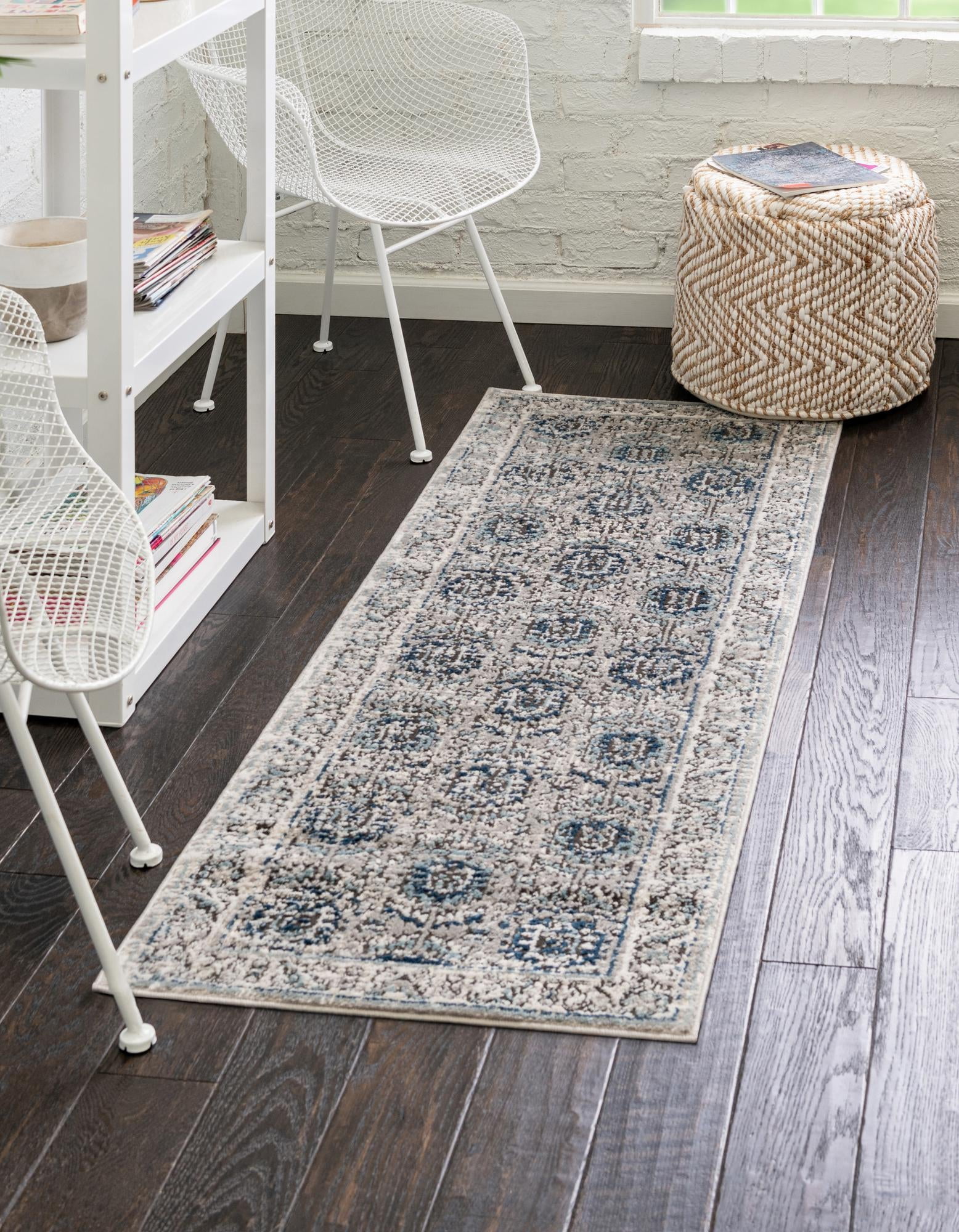 Unique Loom Princess Nyla Rug Gray/Ivory 2' x 8' Runner Textured ...