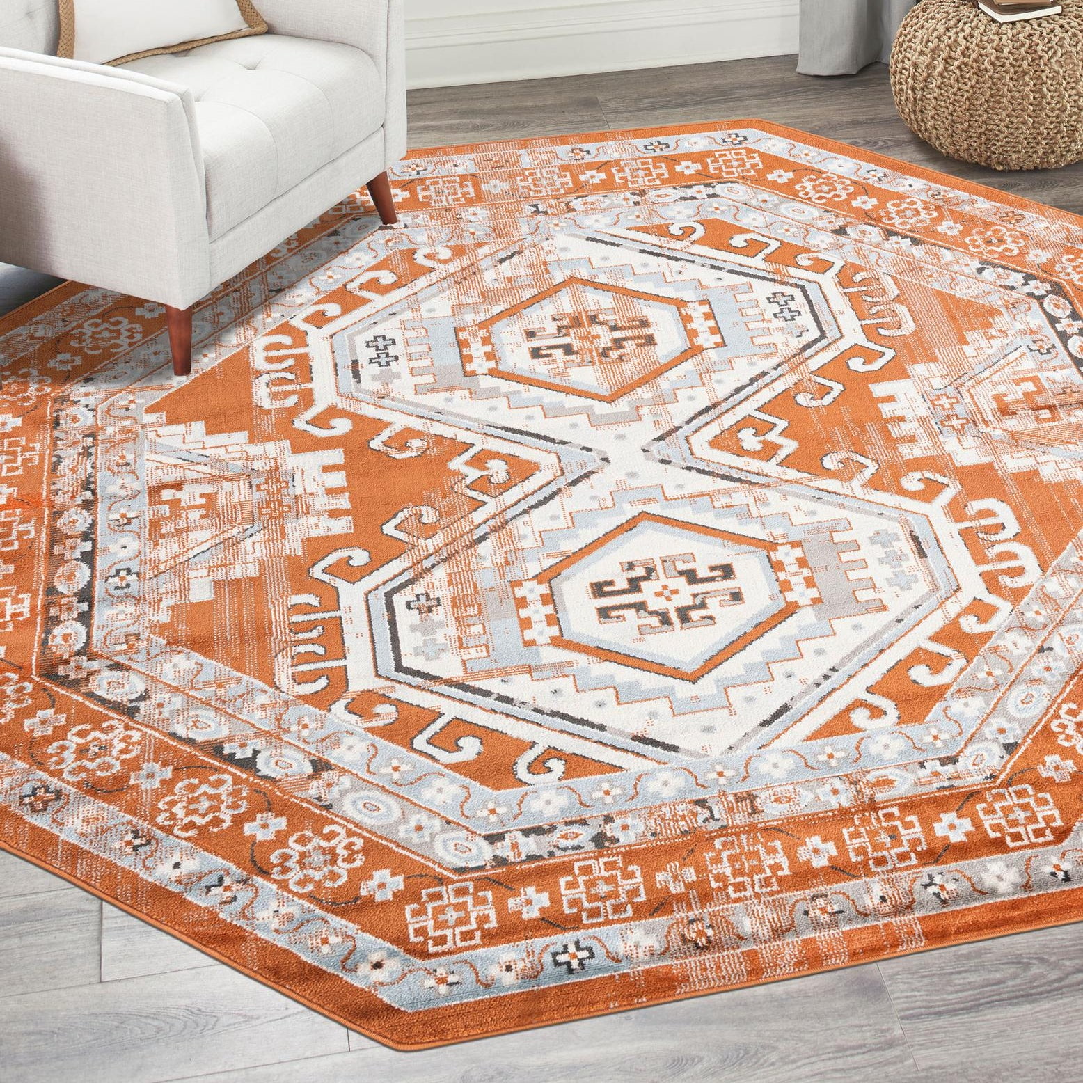Unique Loom Charlotte Collection Area Rug - Quail (5' 3" Octagon ...