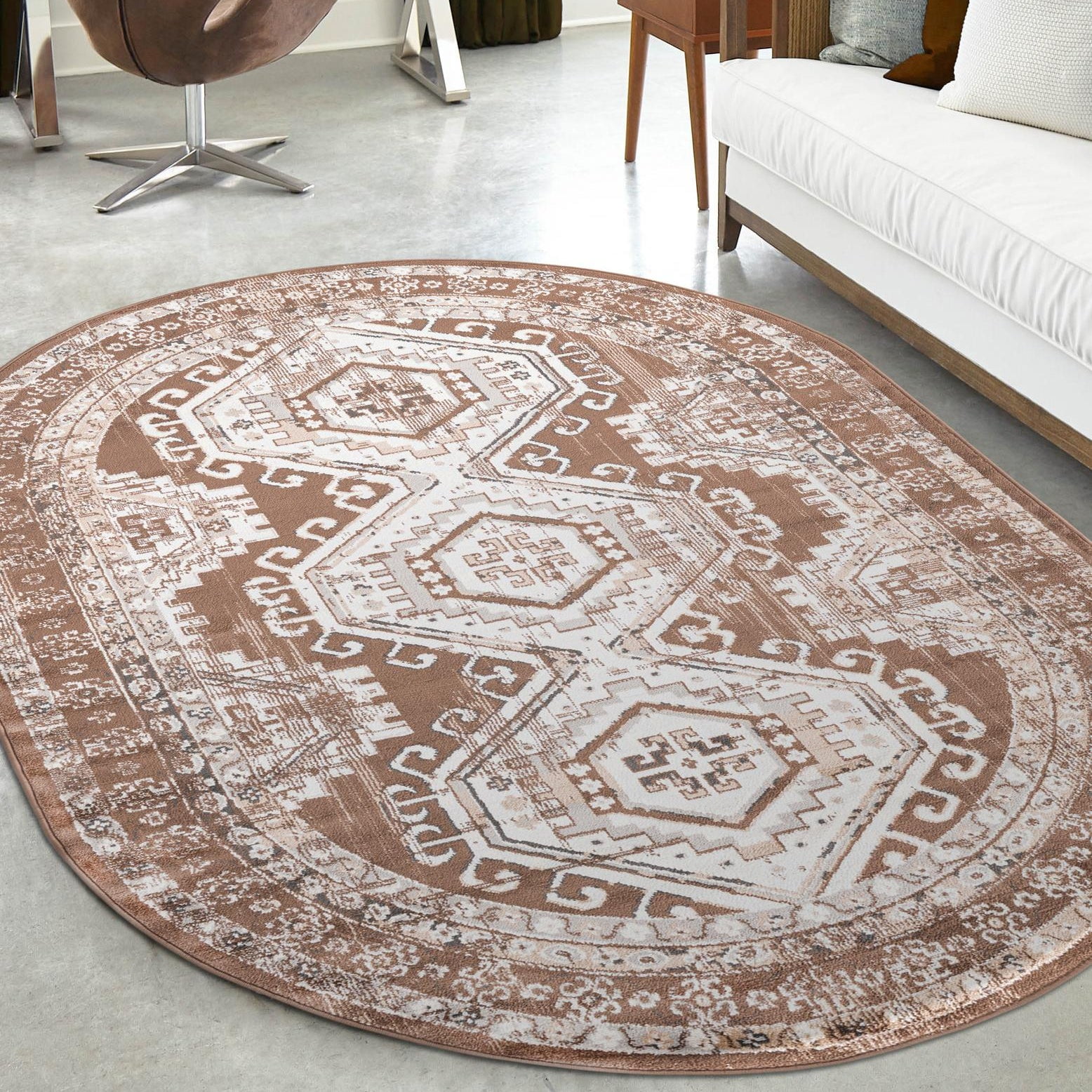 Unique Loom Charlotte Collection Area Rug - Quail (5' 3" x 8' Oval ...