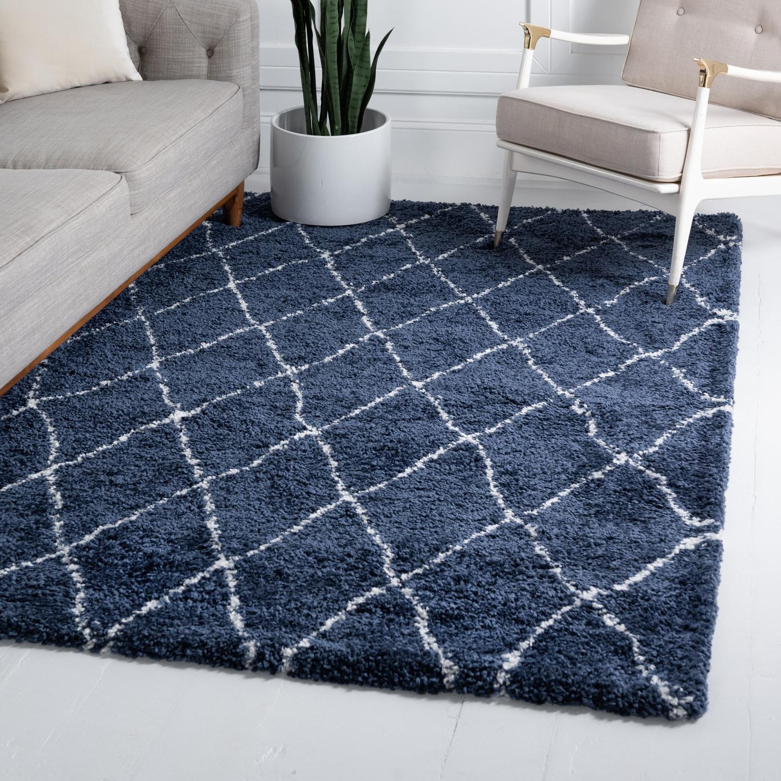 Unique Loom Rabat Shag Collection Area Rug - Trellis (8' x 10 ...