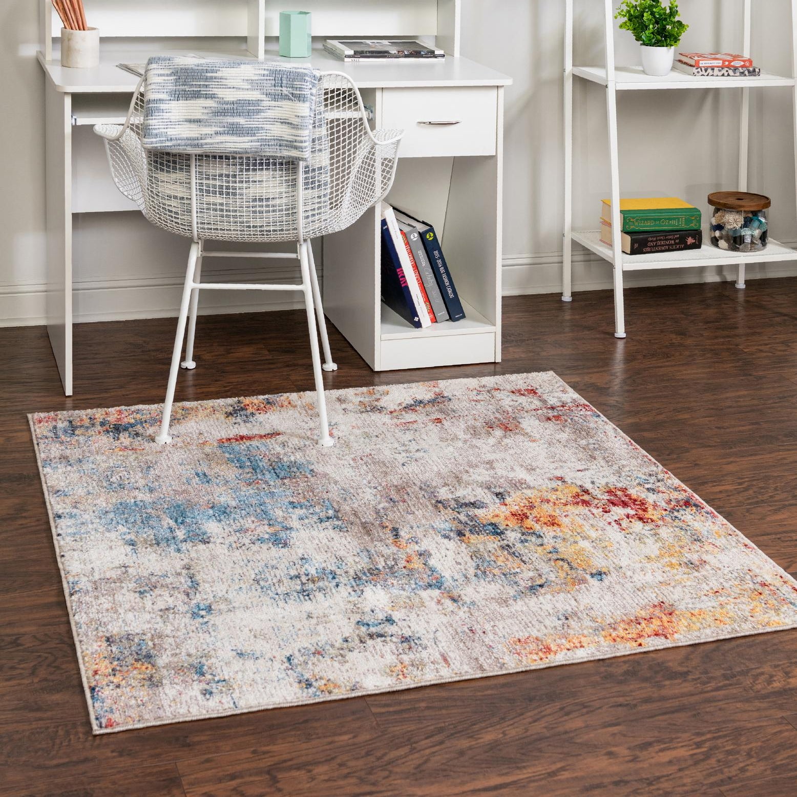 Unique Loom Rainbow Collection Area Rug - Dispersive (5' Square Multi ...