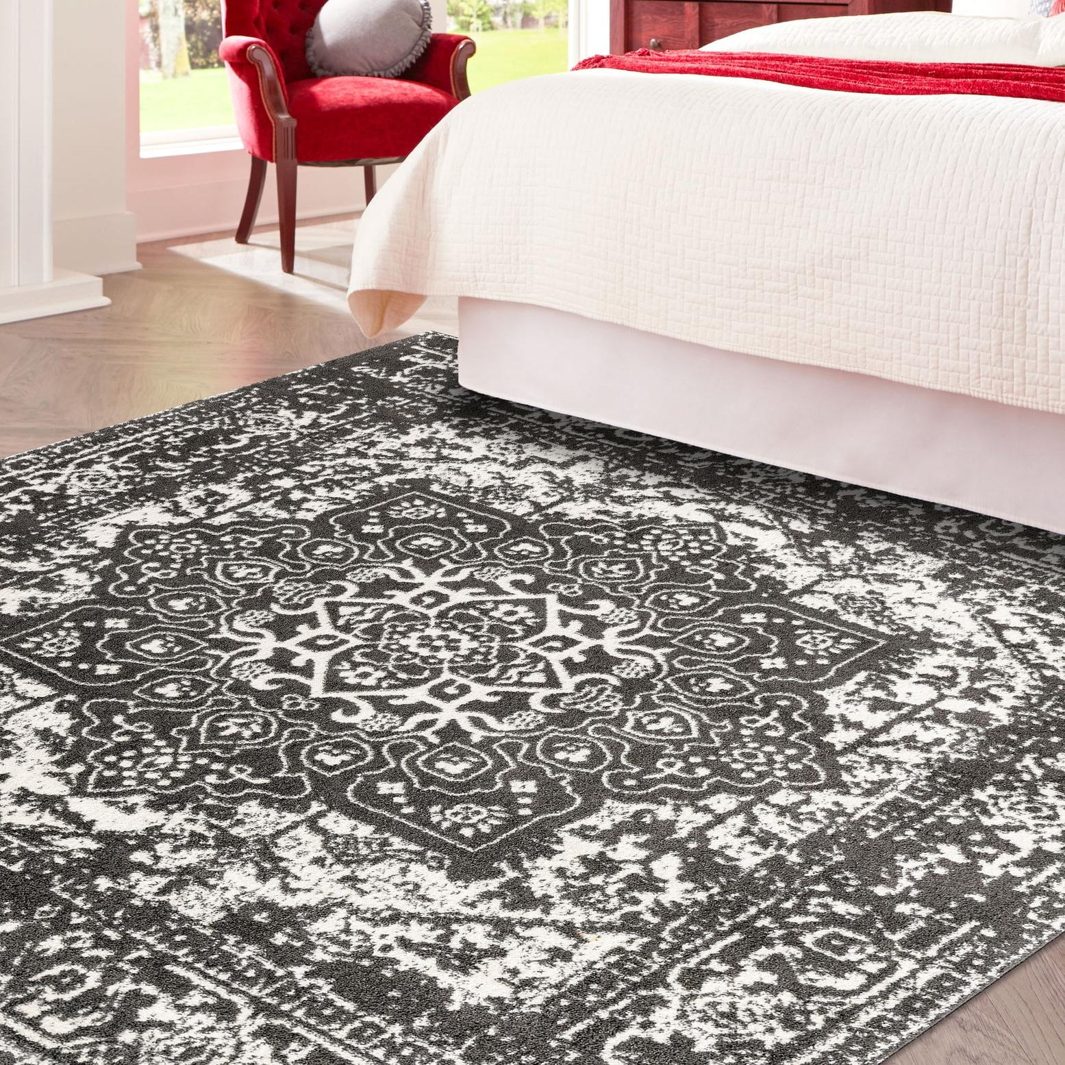 Unique Loom Richmond Collection Area Rug - Medallion (4' 1" Square Dark ...