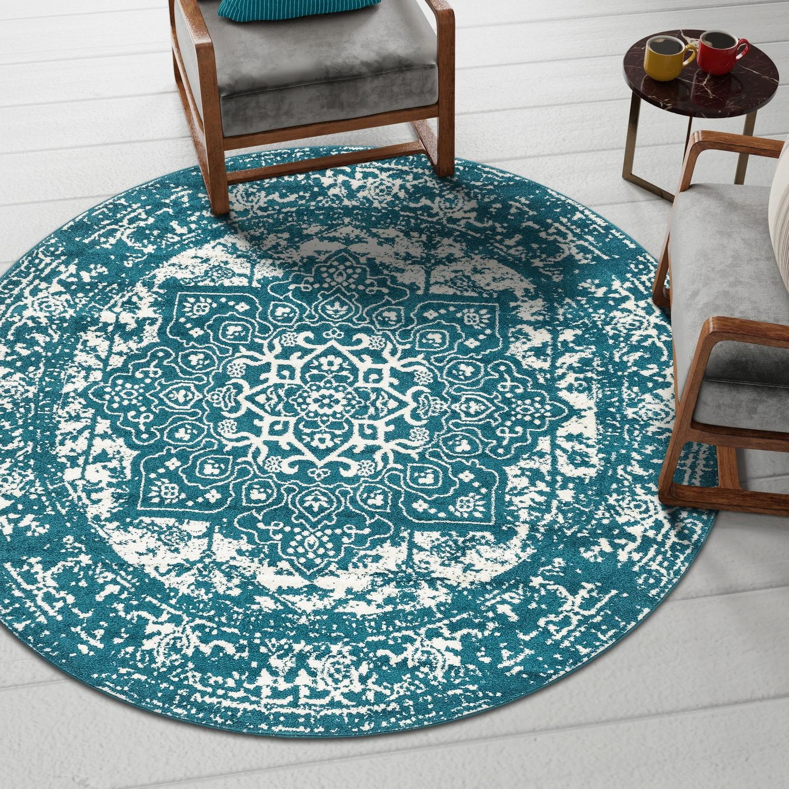Unique Loom Richmond Collection Area Rug - Medallion (5' 3" Round ...